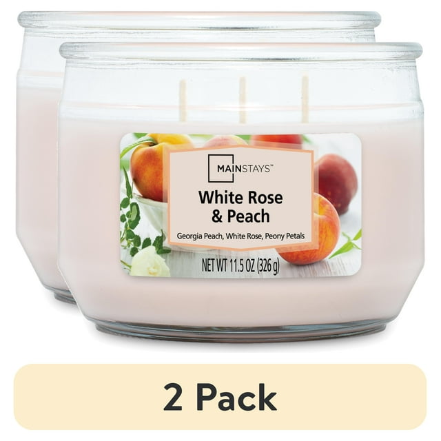 (2 pack) Mainstays White Rose & Peach 3 Wick Candle, 11.5 oz - Walmart ...