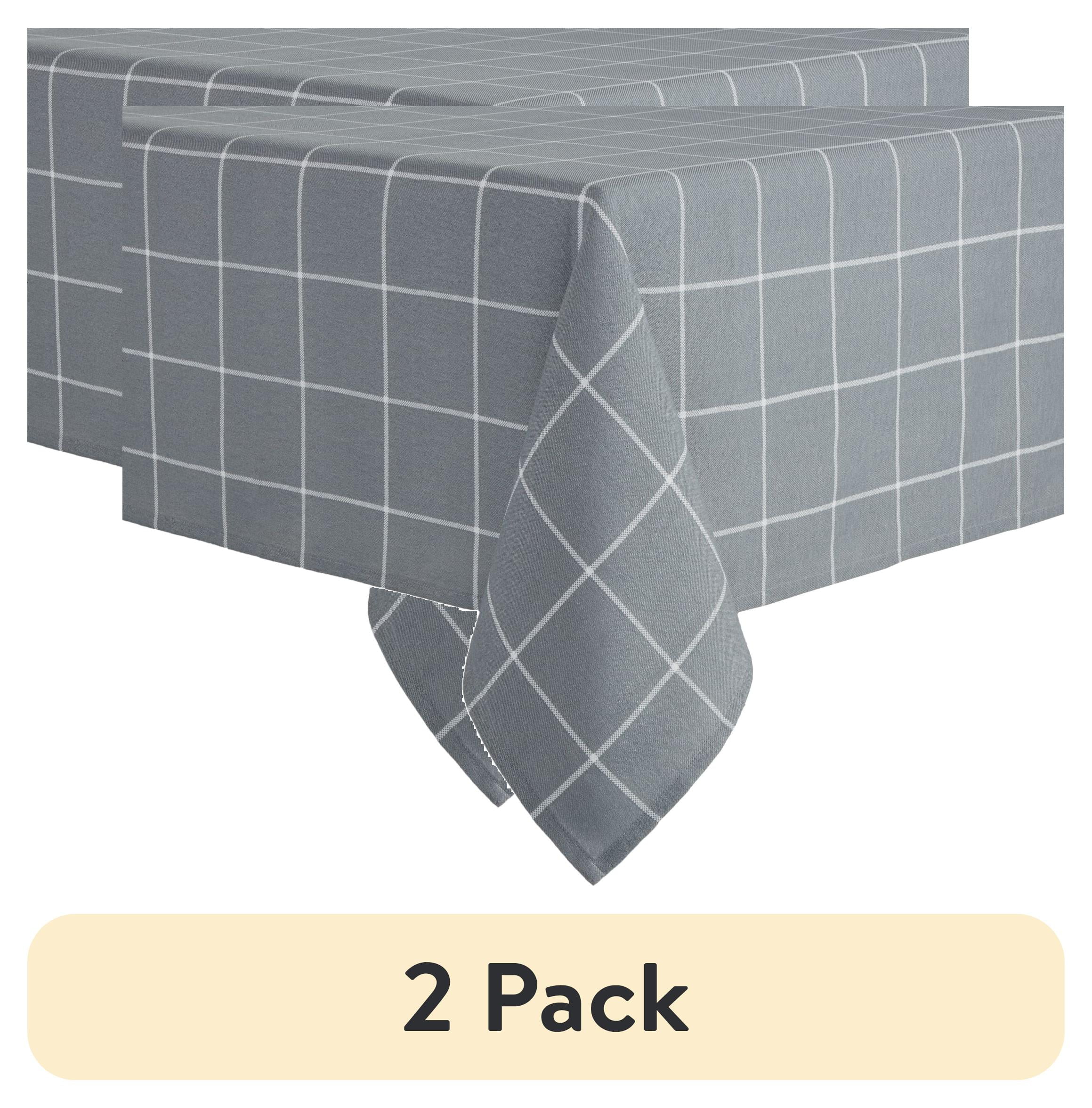 (2 pack) Mainstays Windowpane Fabric Tablecloth, Grey, 60"W x 102"L ...
