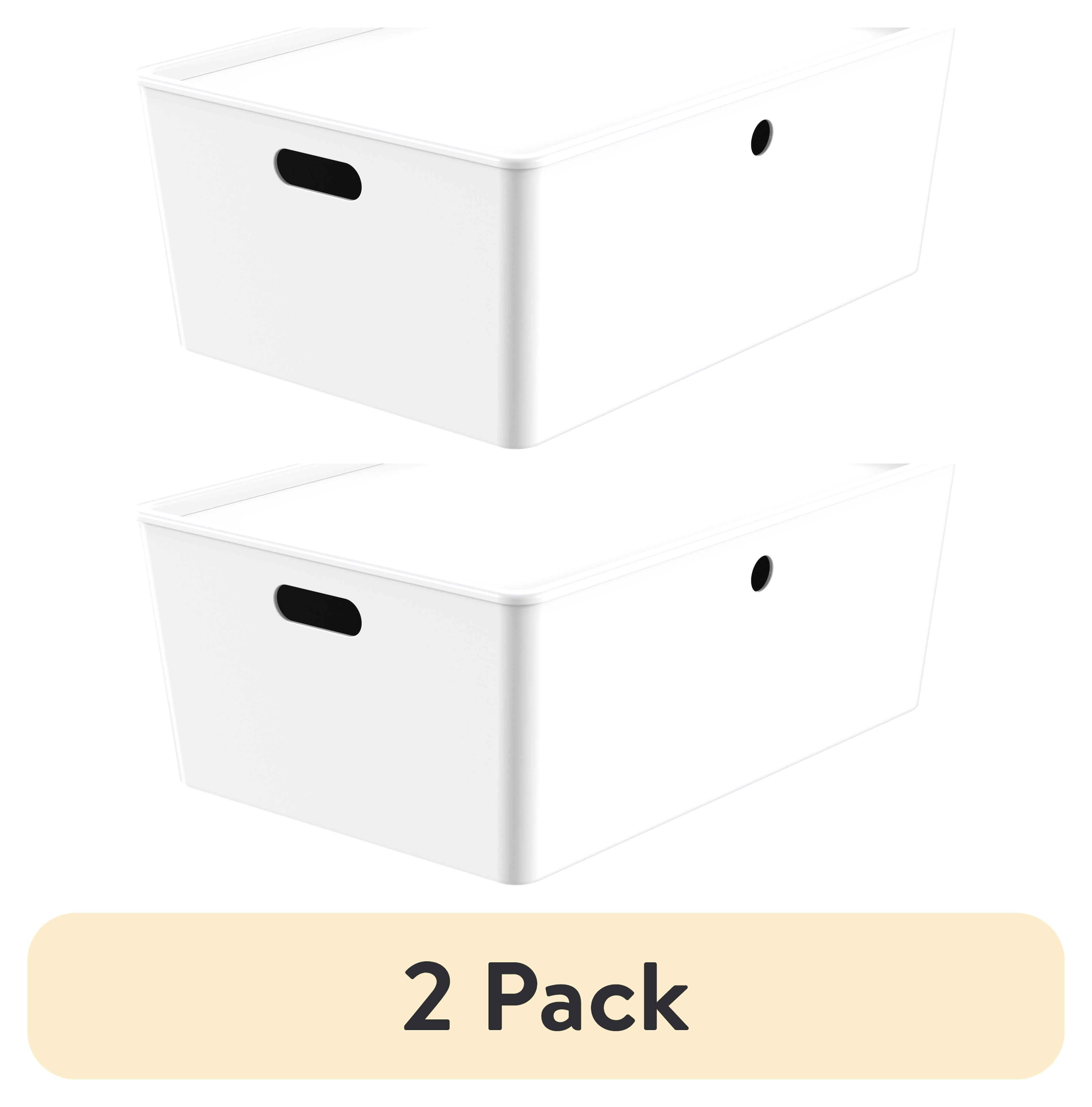 (2 pack) Mainstays Extra-Large Lidded Storage Container, White ...