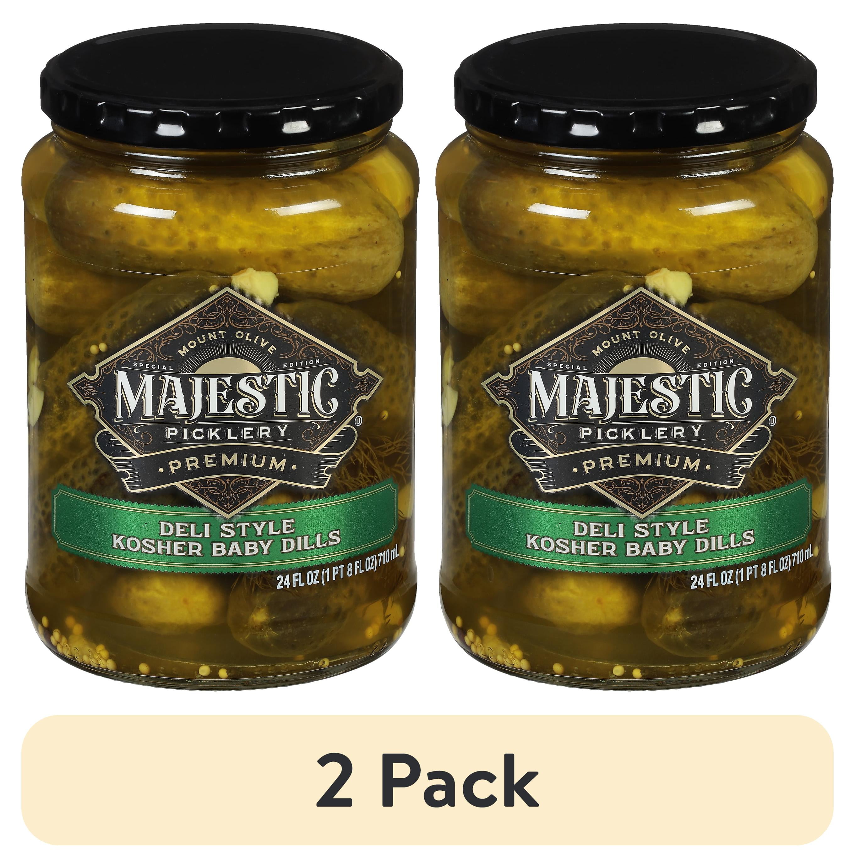 (2 pack) Majestic Deli Style Kosher Whole Baby Dill Pickles, 24 FL oz ...