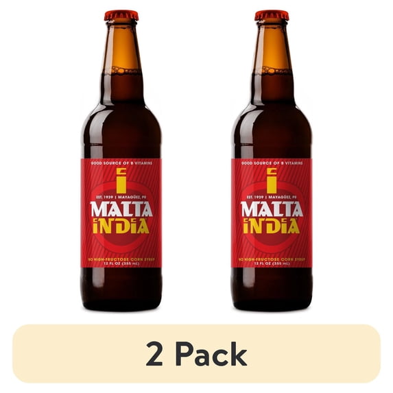 (2 pack) Malta India Malt Beverage, 6 pack 12 fl oz Glass Bottle, Non ...