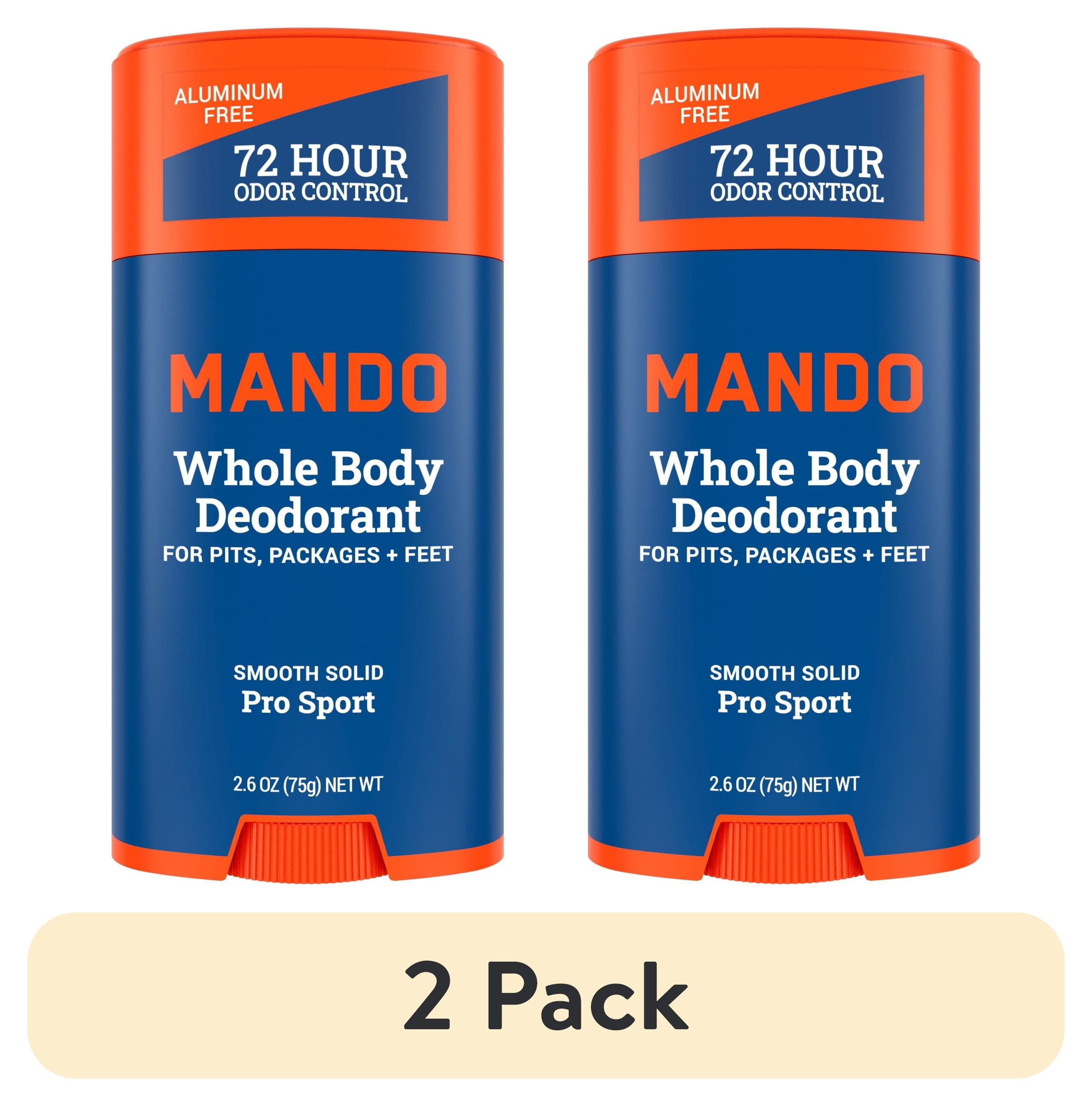 (2 pack) Mando Whole Body Deodorant for Men - Smooth Solid Stick - Aluminum Free - Pro Sport - 2 ...