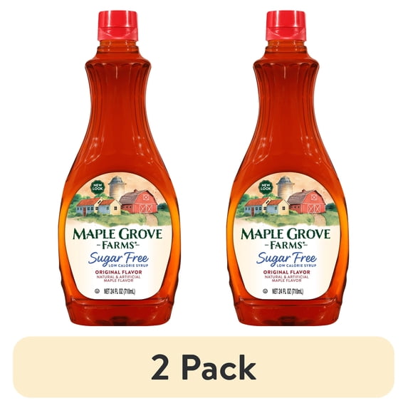 (2 pack) Maple Grove Farms Sugar Free Maple Flavor Syrup, Low Calorie ...
