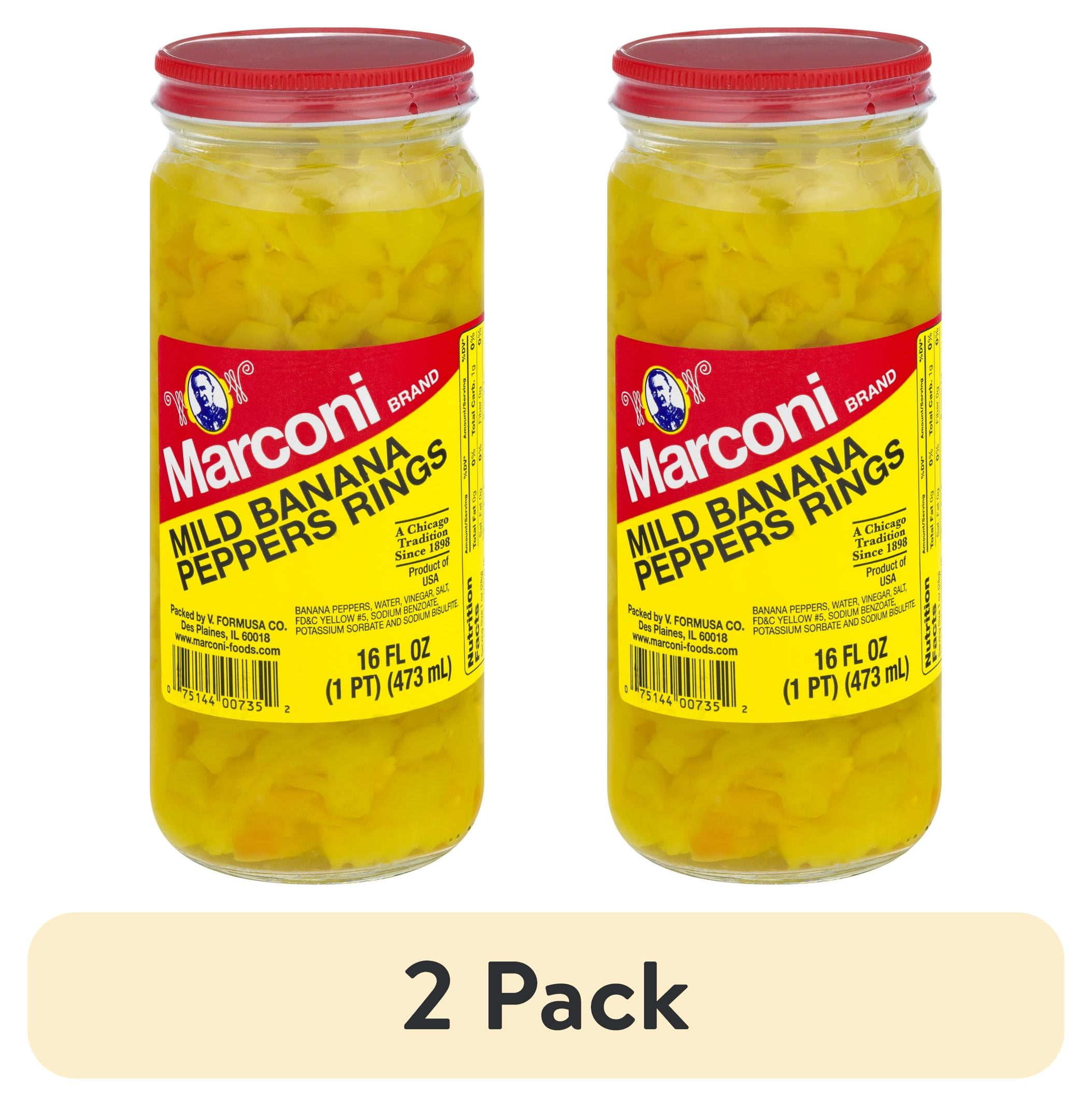 (2 pack) Marconi Mild Banana Pepper Rings, Shelf-Stable, 16 fl oz Jar ...
