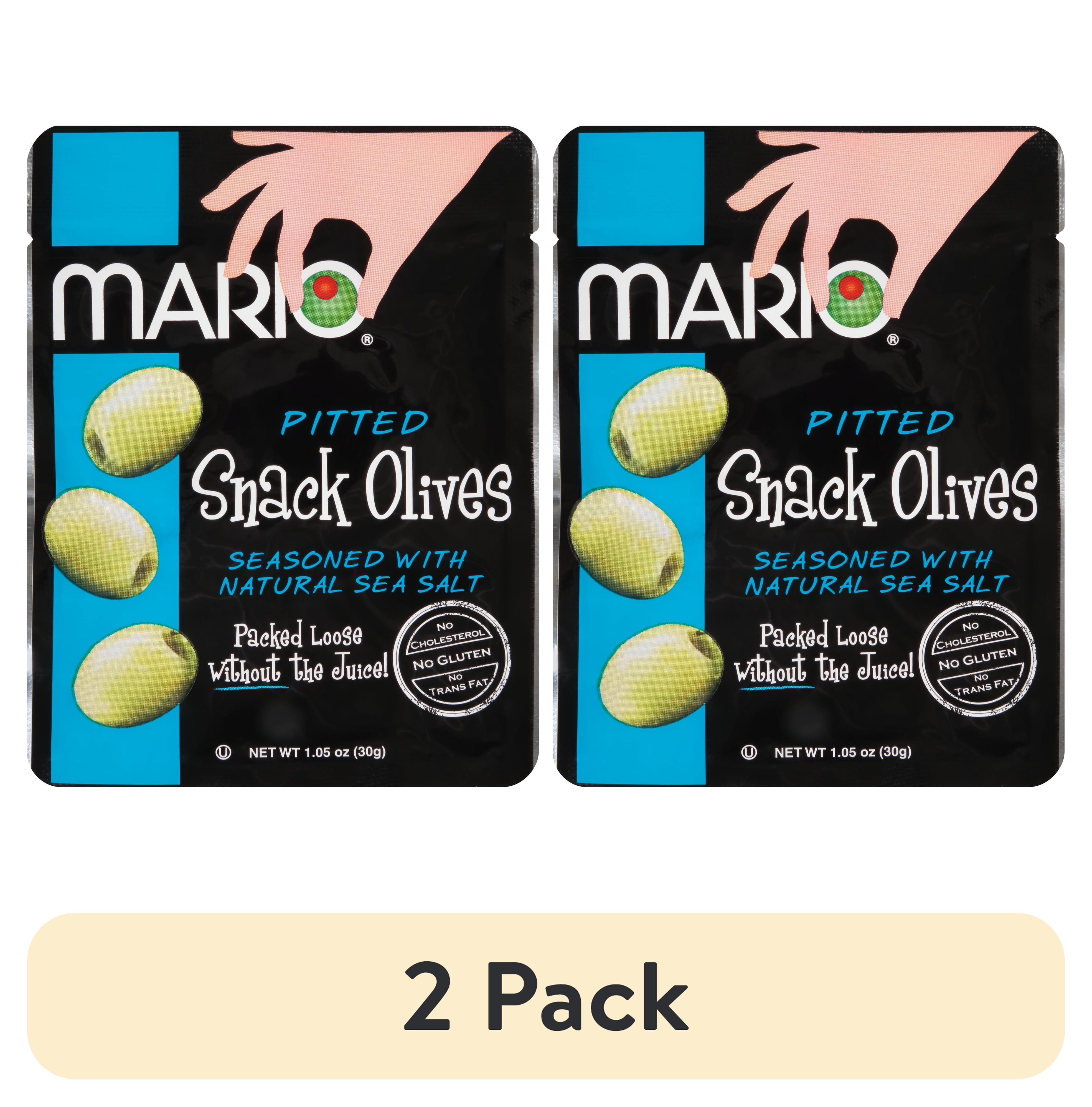 (2 pack) Mario Pitted Snack Olives Seasoned with Natural Sea Salt, 1.05 ...