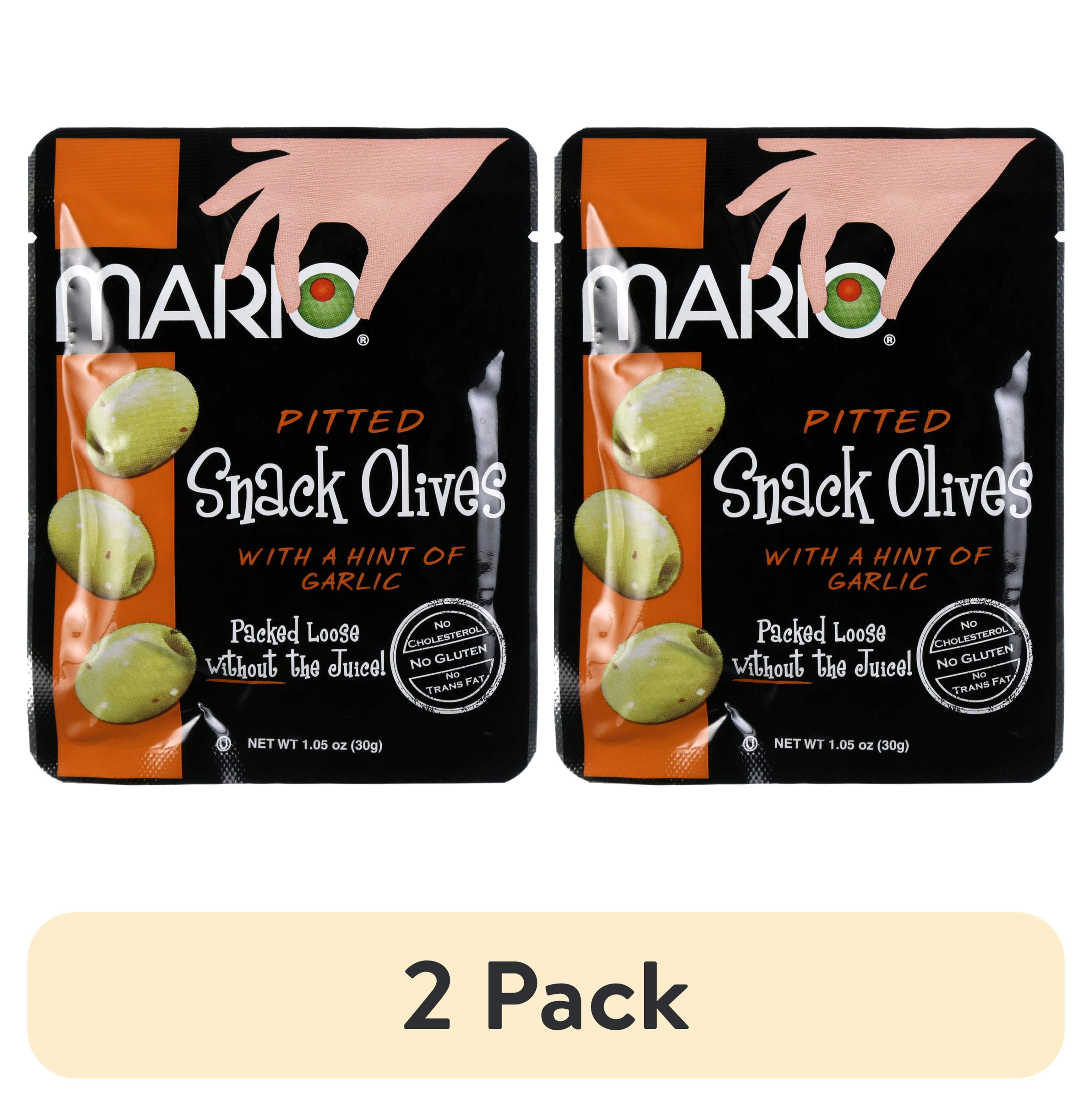 (2 pack) Mario Pitted Snack Olives with a Hint of Garlic, 1.05 oz, 12 ...