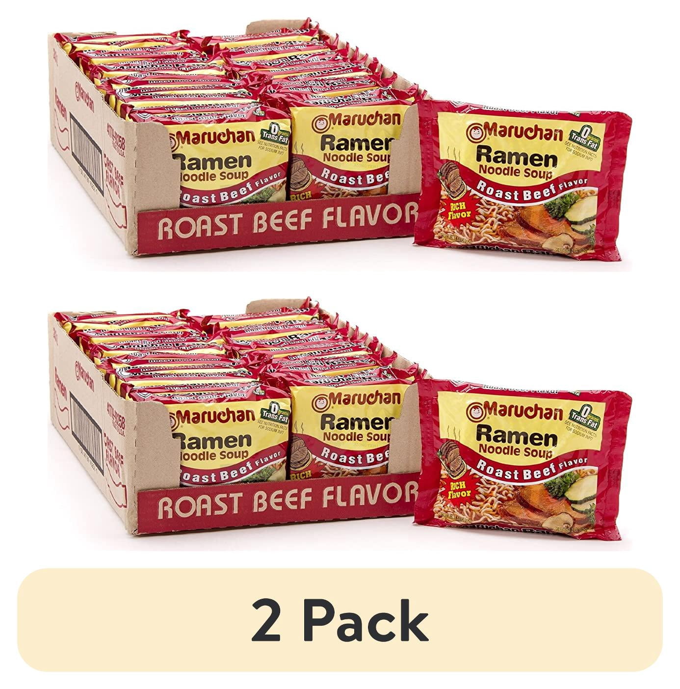 (2 pack) Maruchan Roast Beef Ramen Noodles, 3 oz Packaged Soup ...