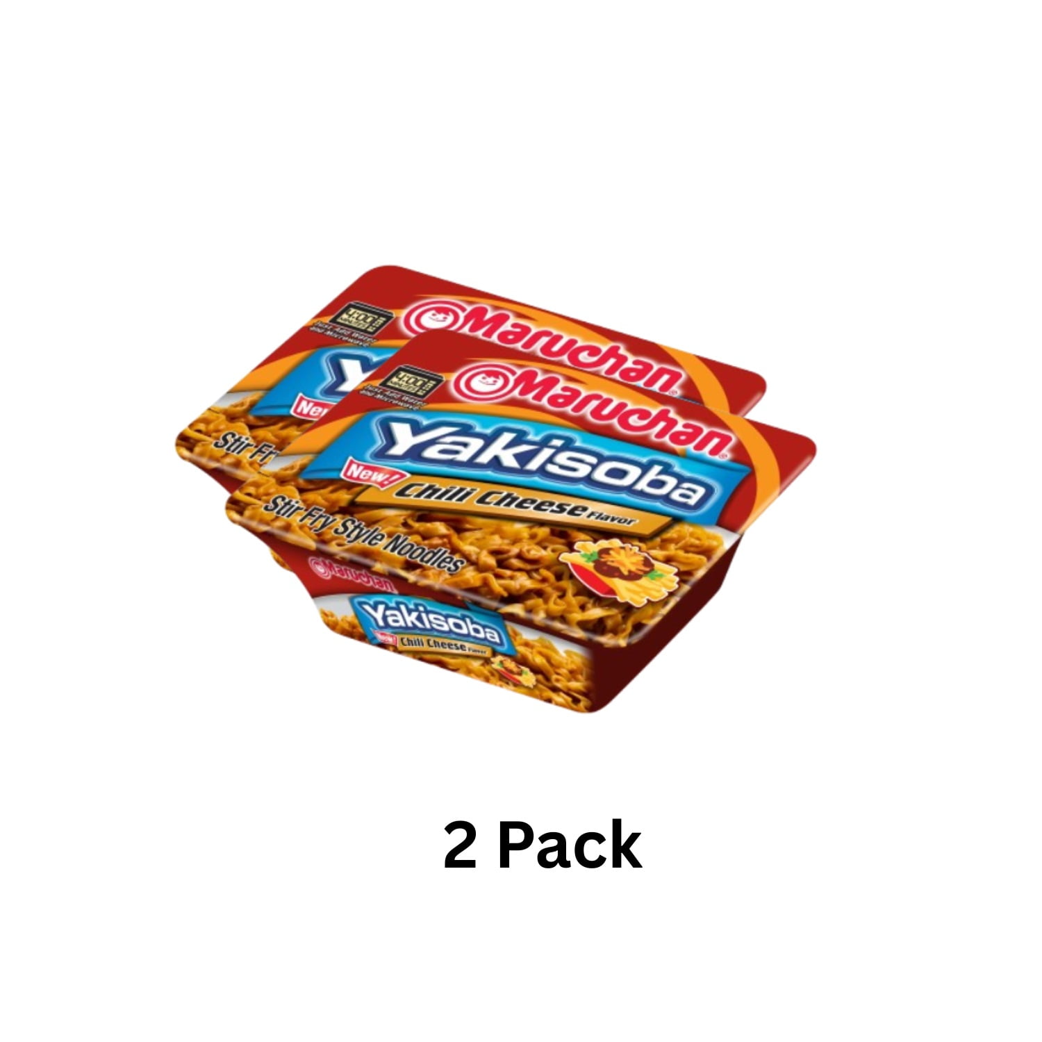 (2 pack) Maruchan Yakisoba Chili Cheese Flavor Noodles, 3.86 oz Shelf ...