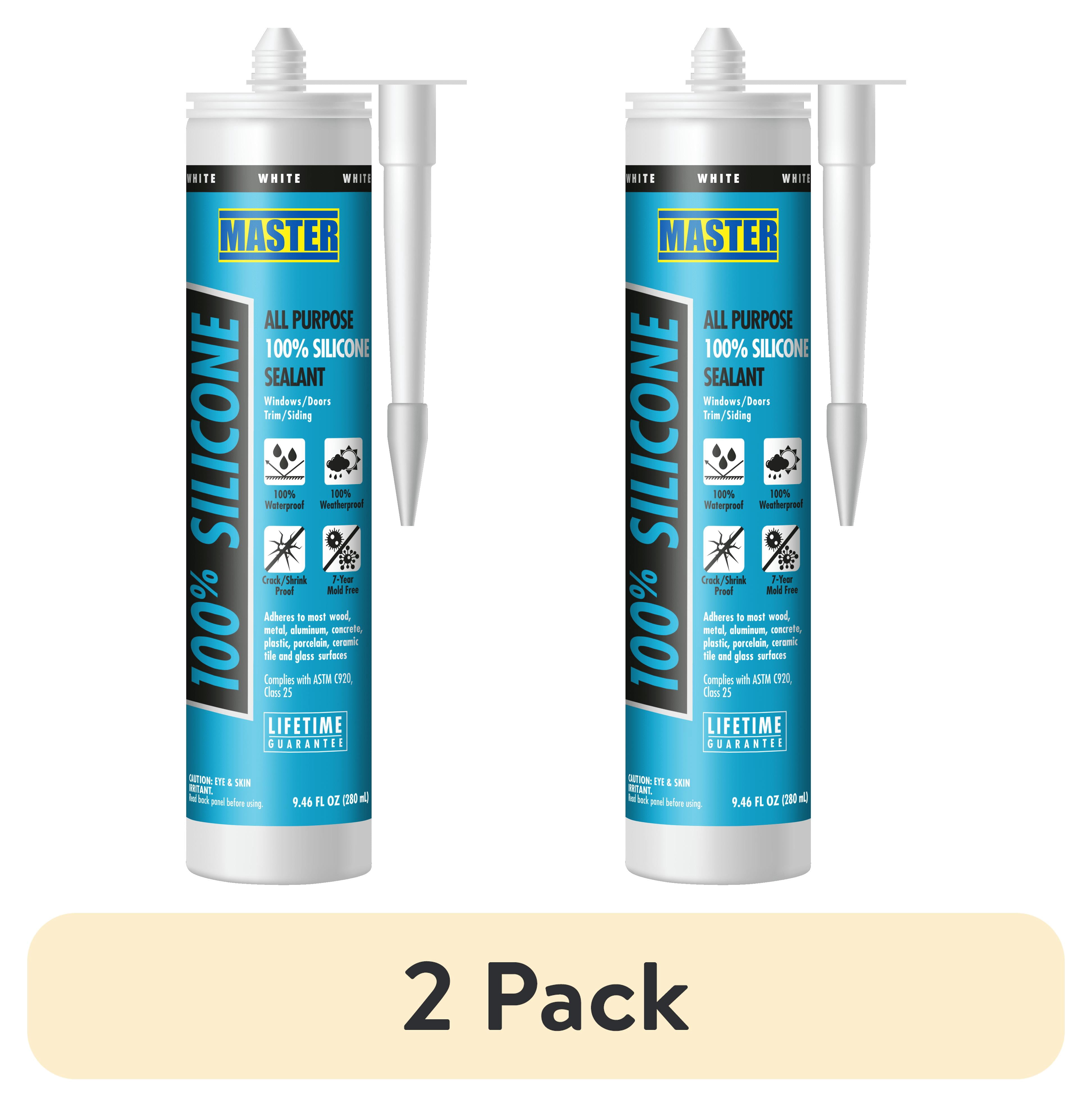 (2 pack) Master All Purpose 100% Silicone Sealant Caulk White 10.14 oz ...