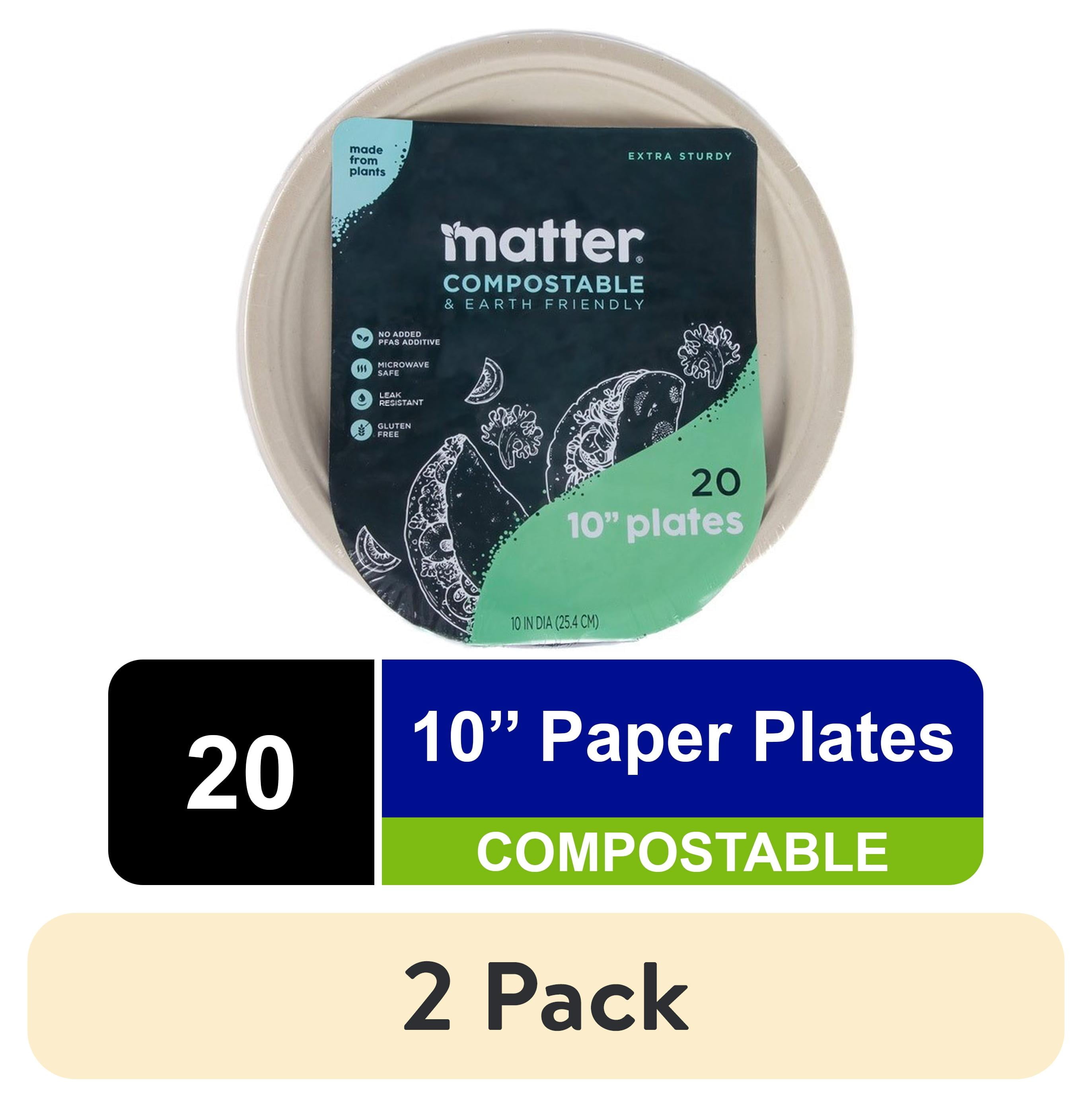 (2 pack) Matter Compostable 10" Plant-Based Fiber Disposable Dinner ...