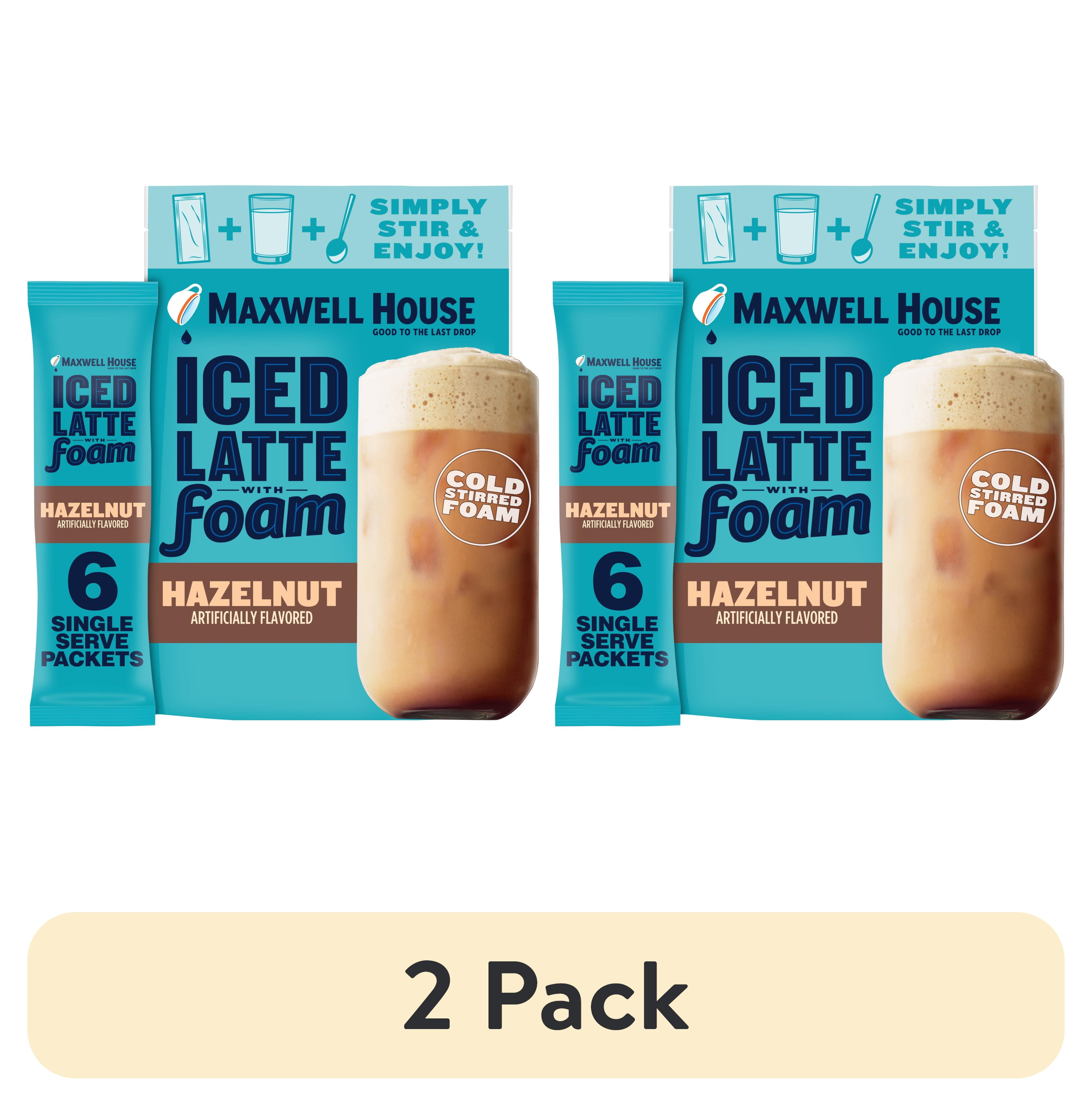 (2 pack) Maxwell House Iced Hazelnut Latte with Foam Instant Coffee ...