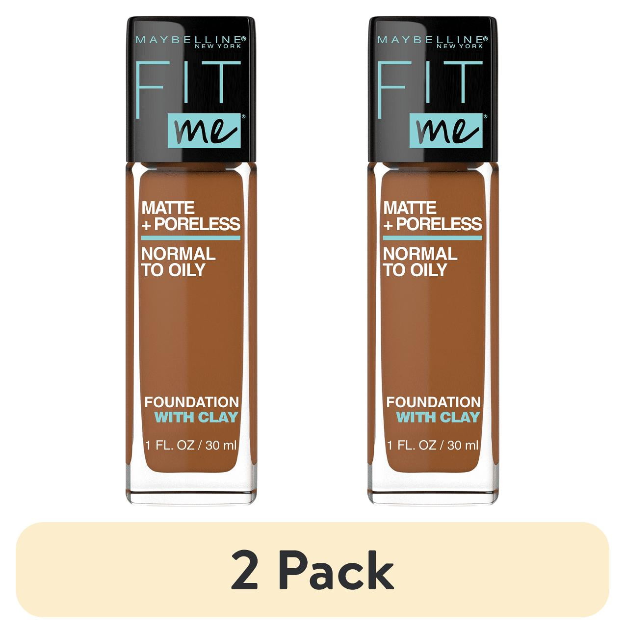 (2 pack) Maybelline Fit Me Matte + Poreless Liquid Foundation Makeup ...
