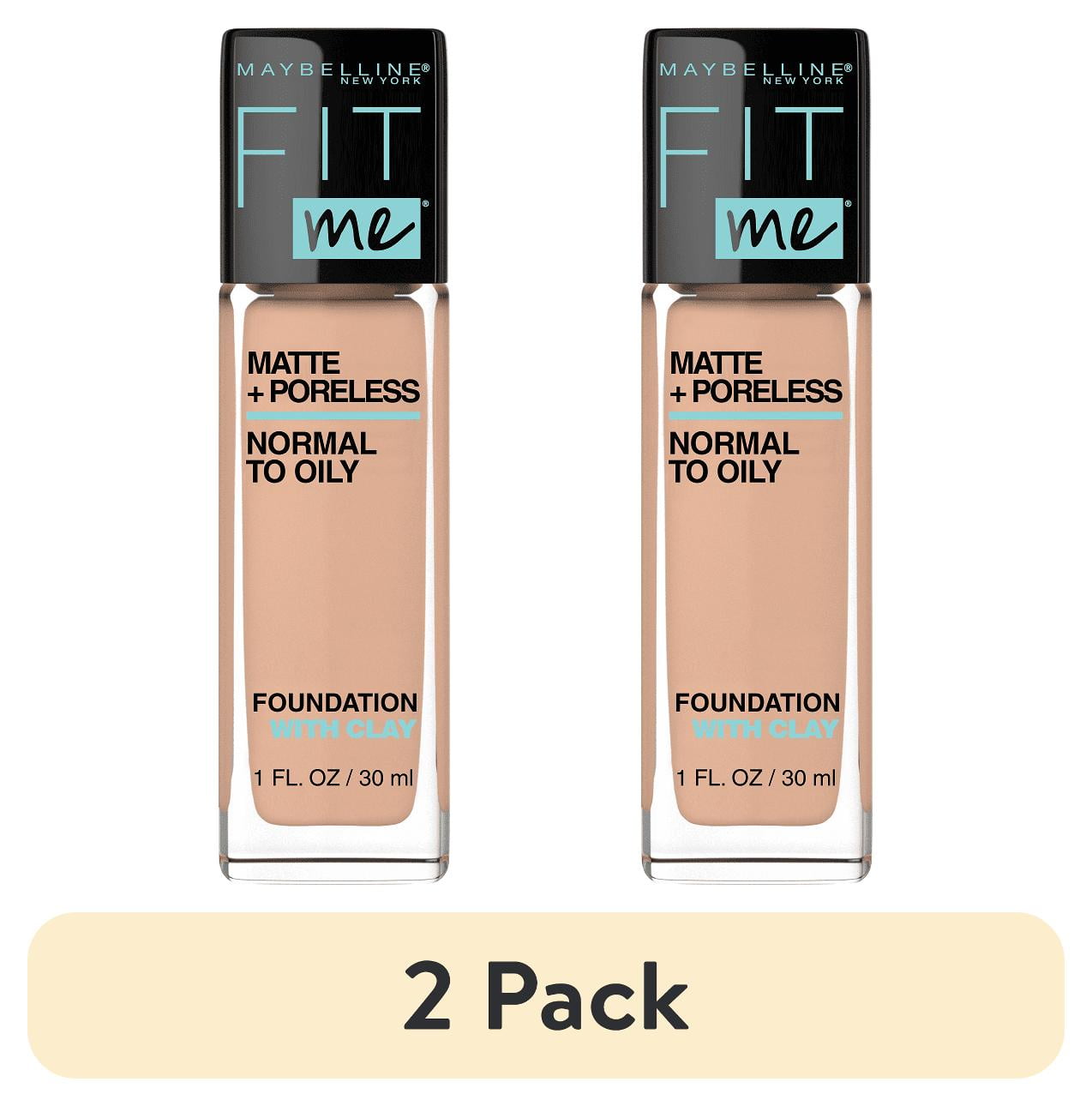 (2 pack) Maybelline Fit Me Matte + Poreless Liquid Foundation Makeup ...
