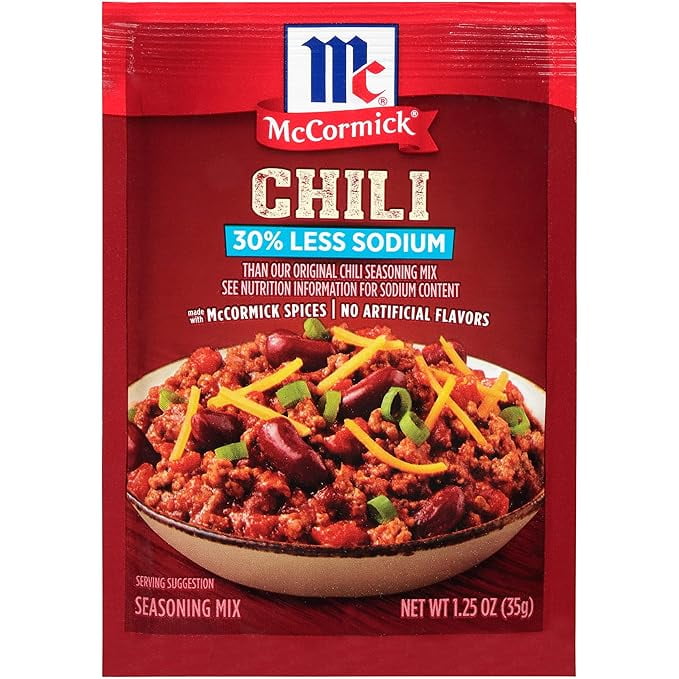 (2 pack) McCormick 30% Less Sodium Chili Seasoning Mix, 1.25 oz ...