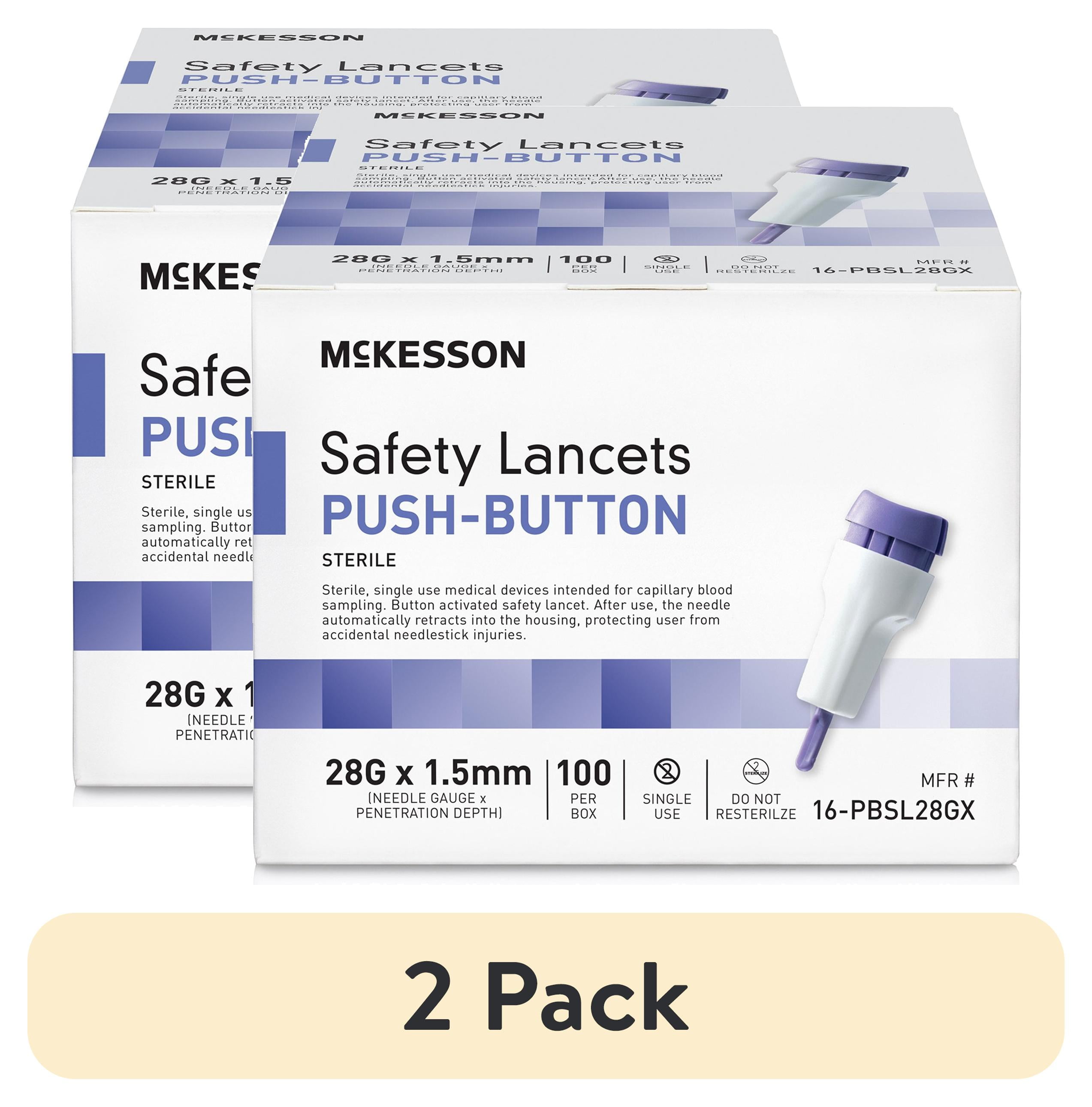 (2 pack) McKesson Safety Lancets, Pressure-Activated - 28 Gauge Needle ...