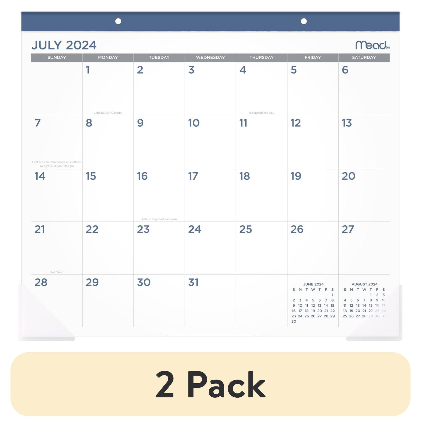 (2 pack) Mead Core Academic Monthly Desk Pad, 21 3/4" x 17", White ...