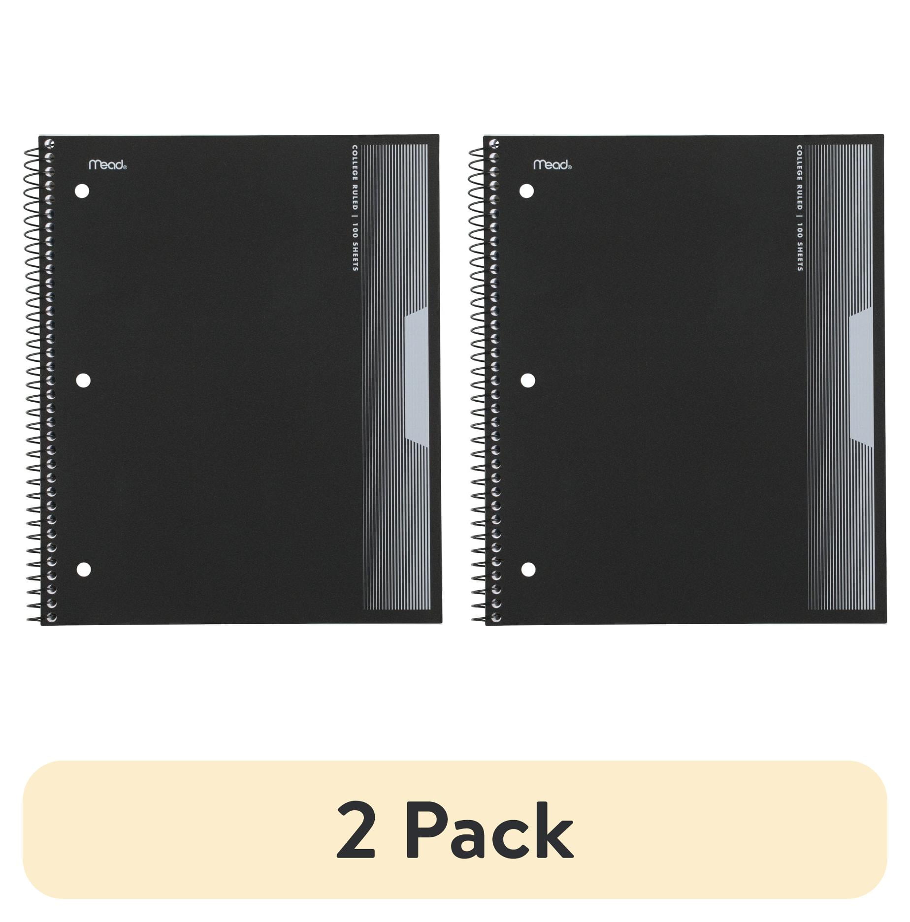 (2 pack) Mead 1 Subject College Ruled Notebook, 8.5" x 11", Black, Poly ...