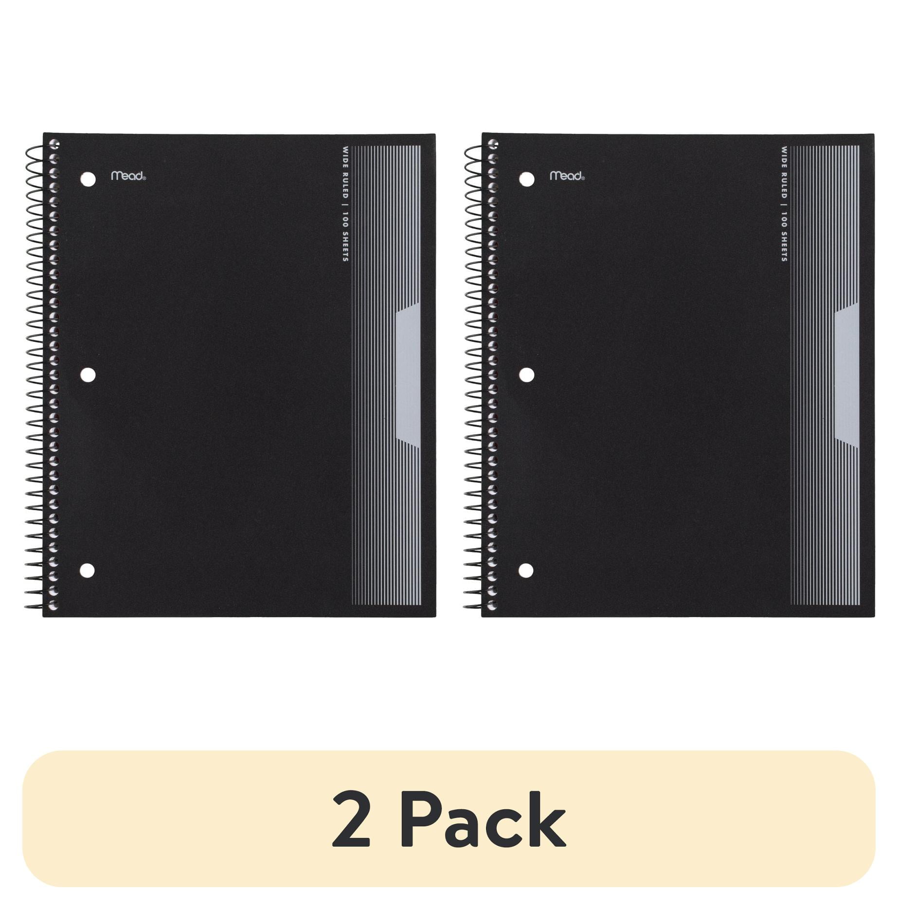(2 pack) Mead 1 Subject Wide Ruled Notebook, 8" x 10.5", Black, Poly ...
