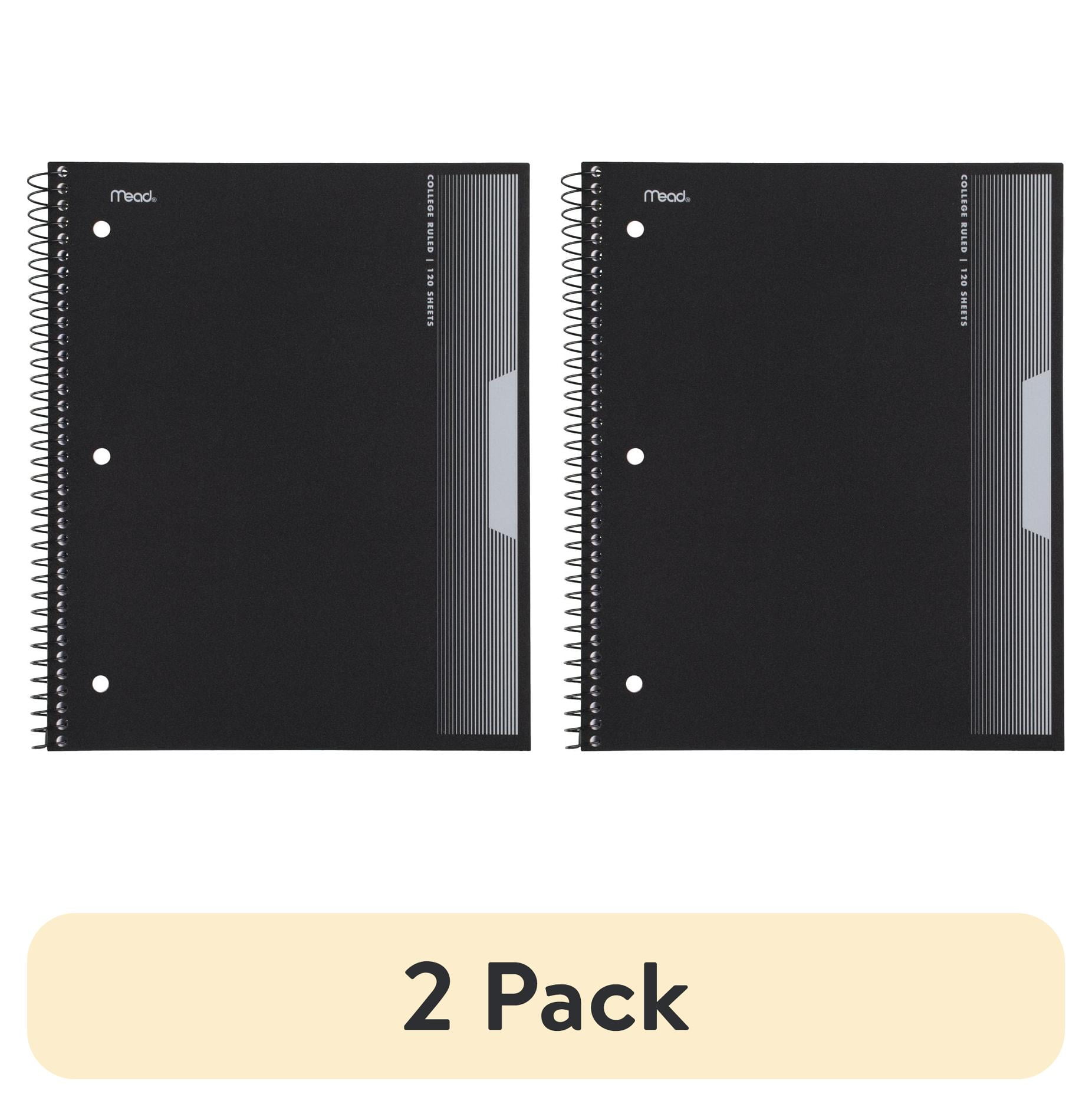 (2 pack) Mead 3 Subject College Ruled Notebook, 8.5" x 11", Black, Poly ...