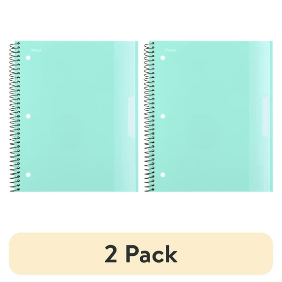 (2 pack) Mead 3 Subject Wide Ruled Notebook, 8" x 10.5", Pastel Green ...