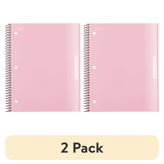 (2 pack) Mead 3 Subject Wide Ruled Notebook, 8" x 10.5", Pastel Pink ...