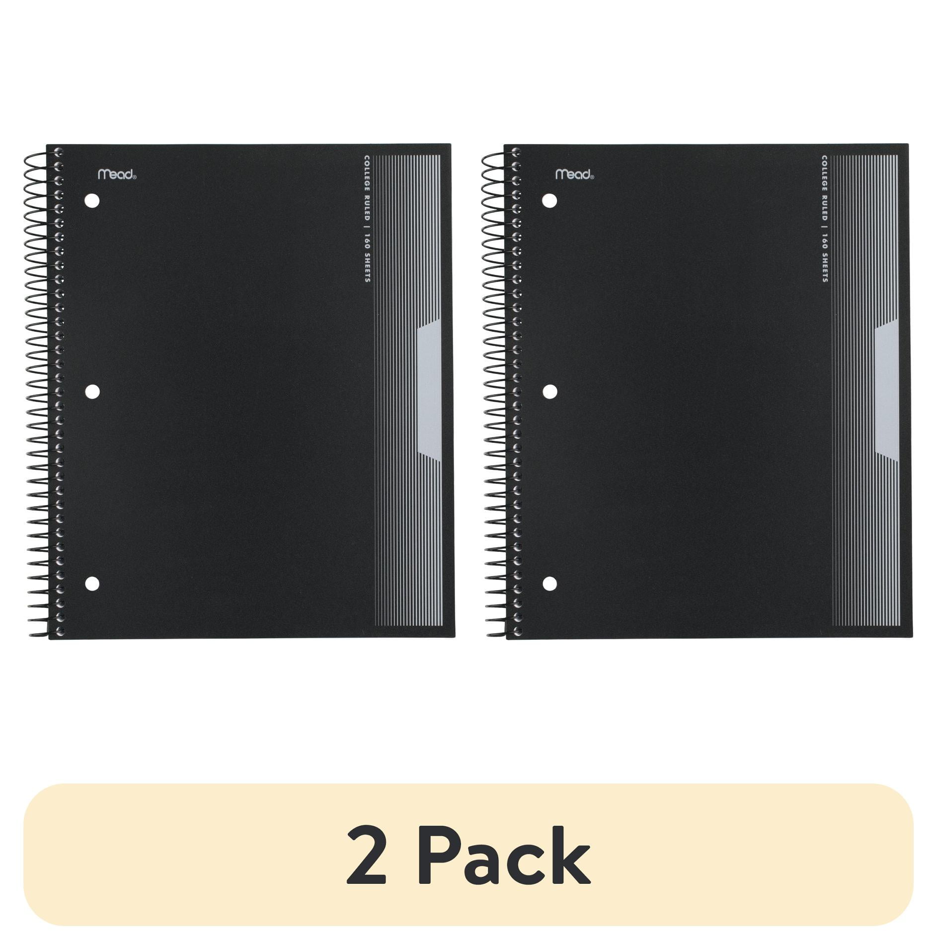 (2 pack) Mead 5 Subject College Ruled Notebook, 8.5" x 11", Black, Poly ...