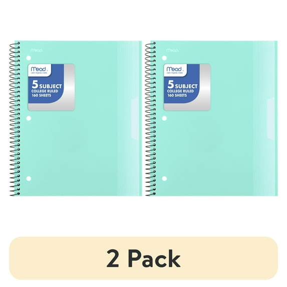 (2 pack) Mead 5 Subject College Ruled Notebook, 8.5" x 11", Pastel ...