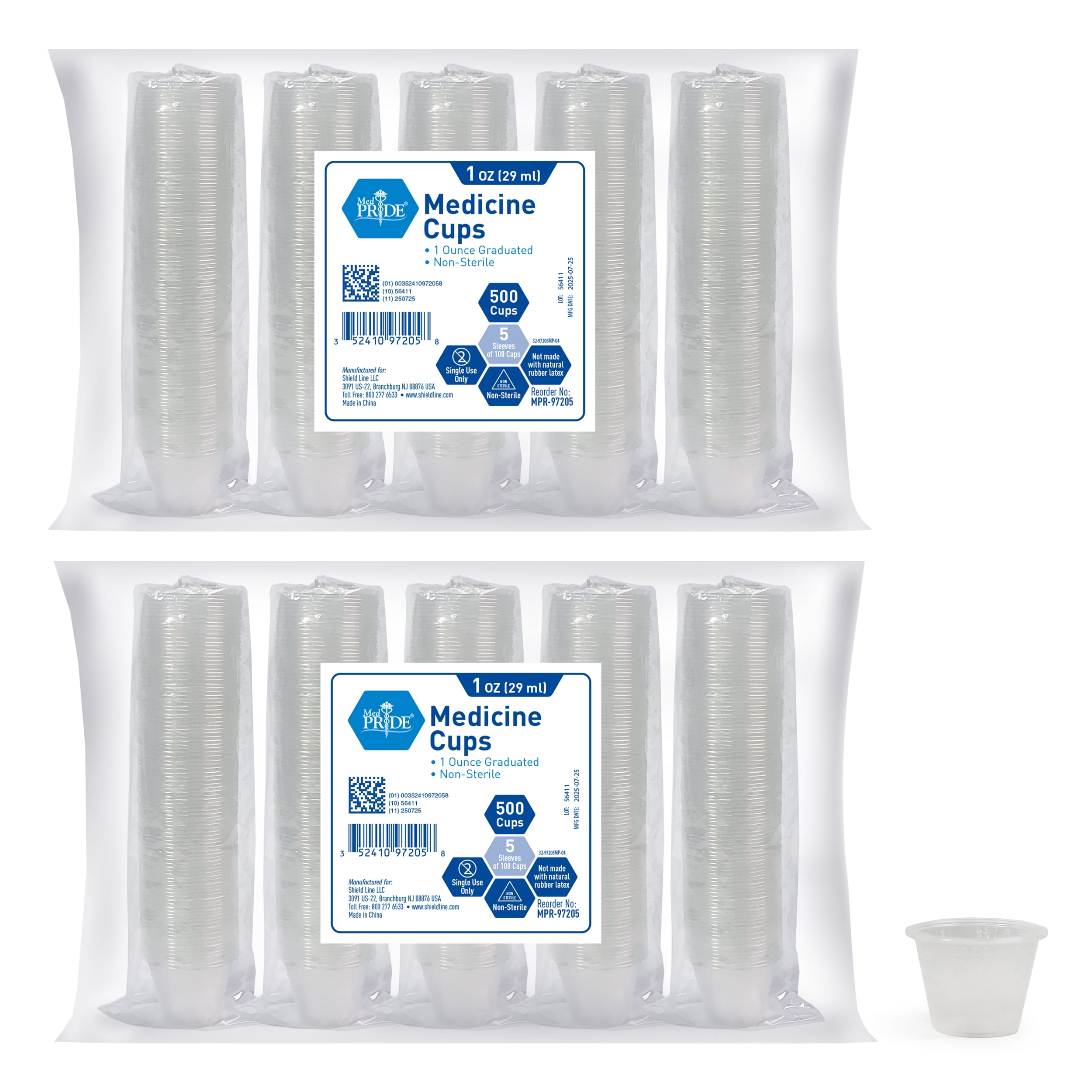 (2 pack) Med Pride Graduated Plastic Measuring Cup, 1oz Pack of 500 ...