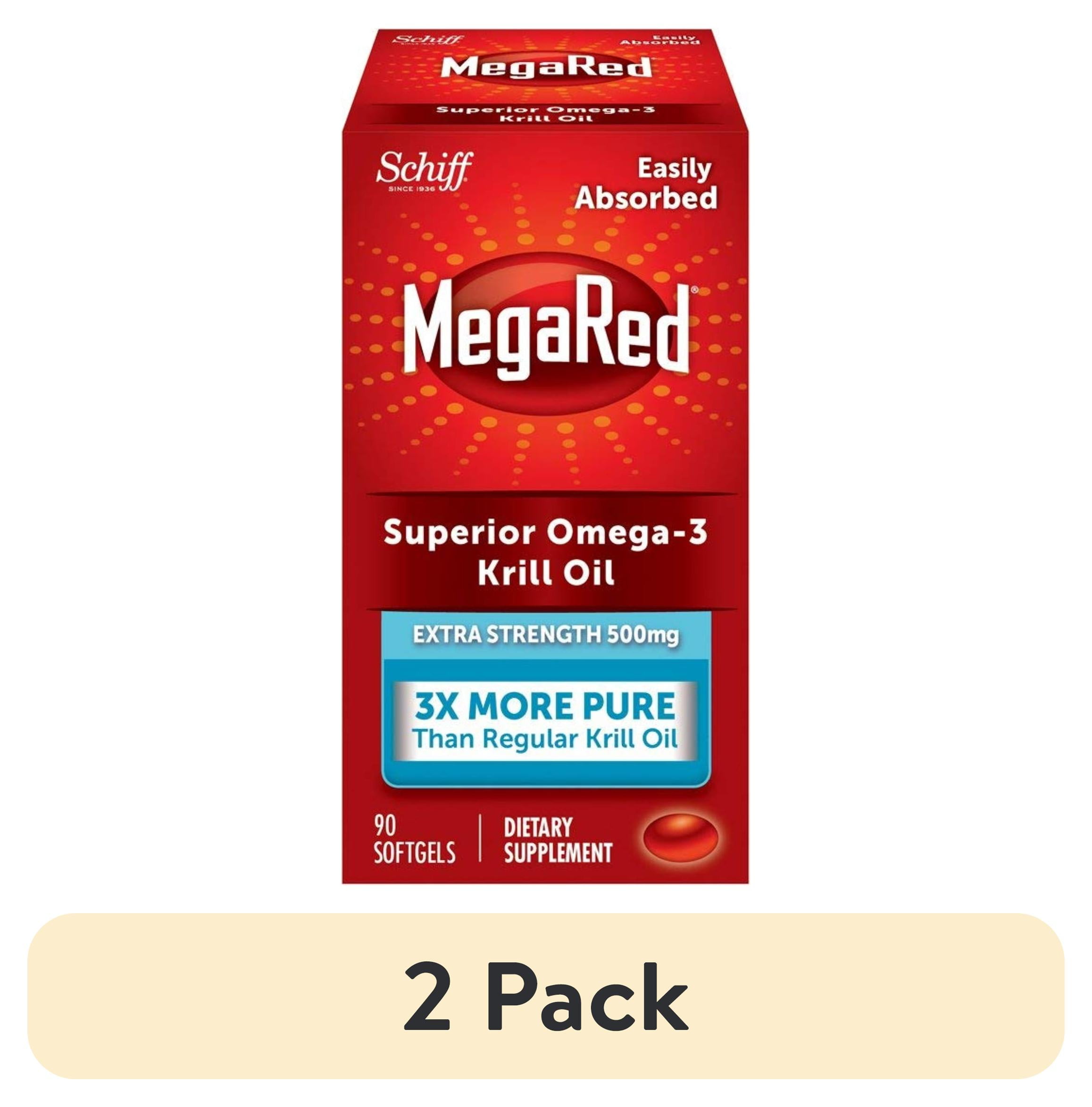 (2 pack) MegaRed Superior Omega-3 Krill Oil Softgels, 500 Mg, 90 Ct ...
