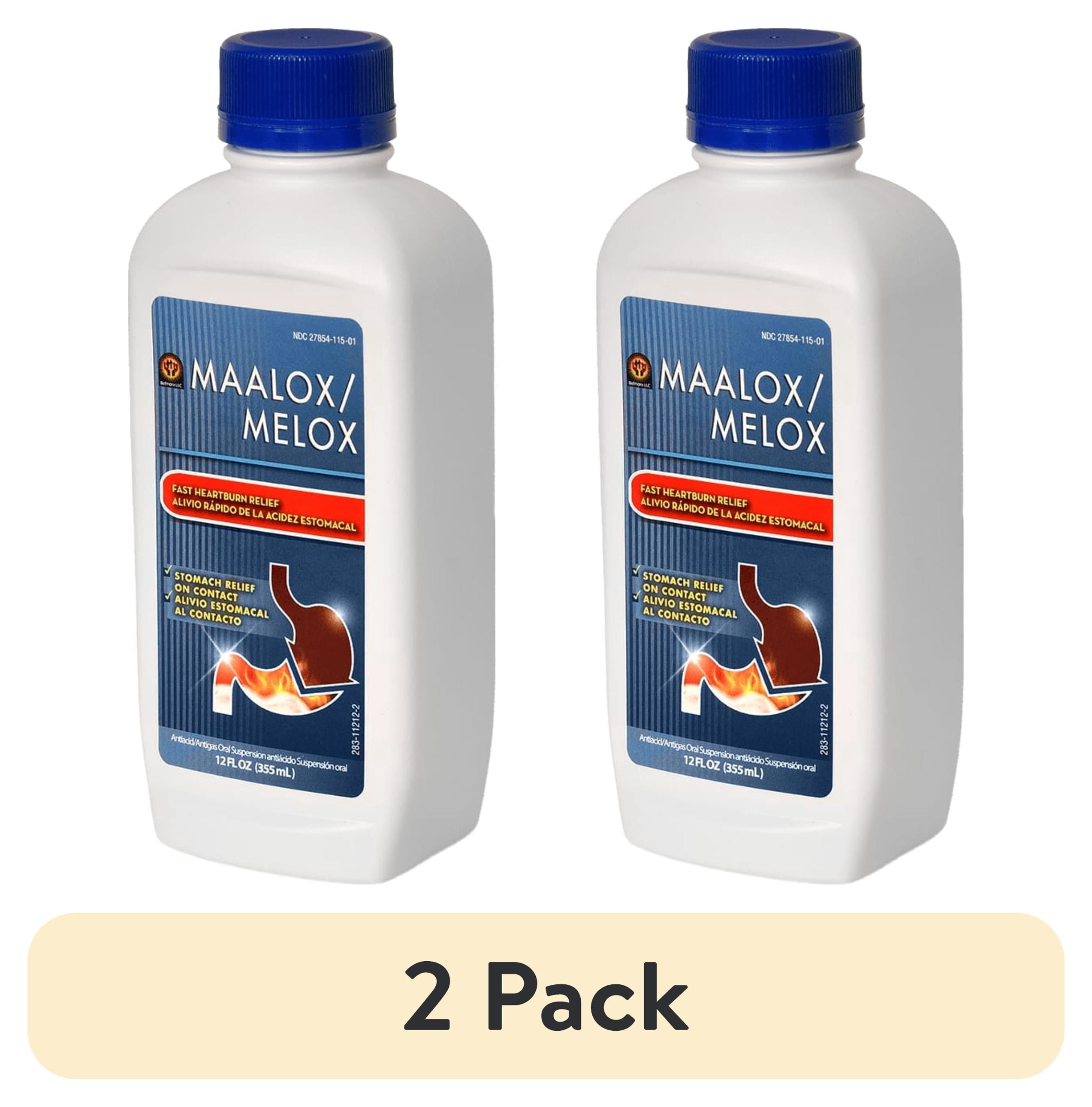 (2 pack) Melox Regular Strength Antacid Liquid for Heartburn Relief, 12 ...
