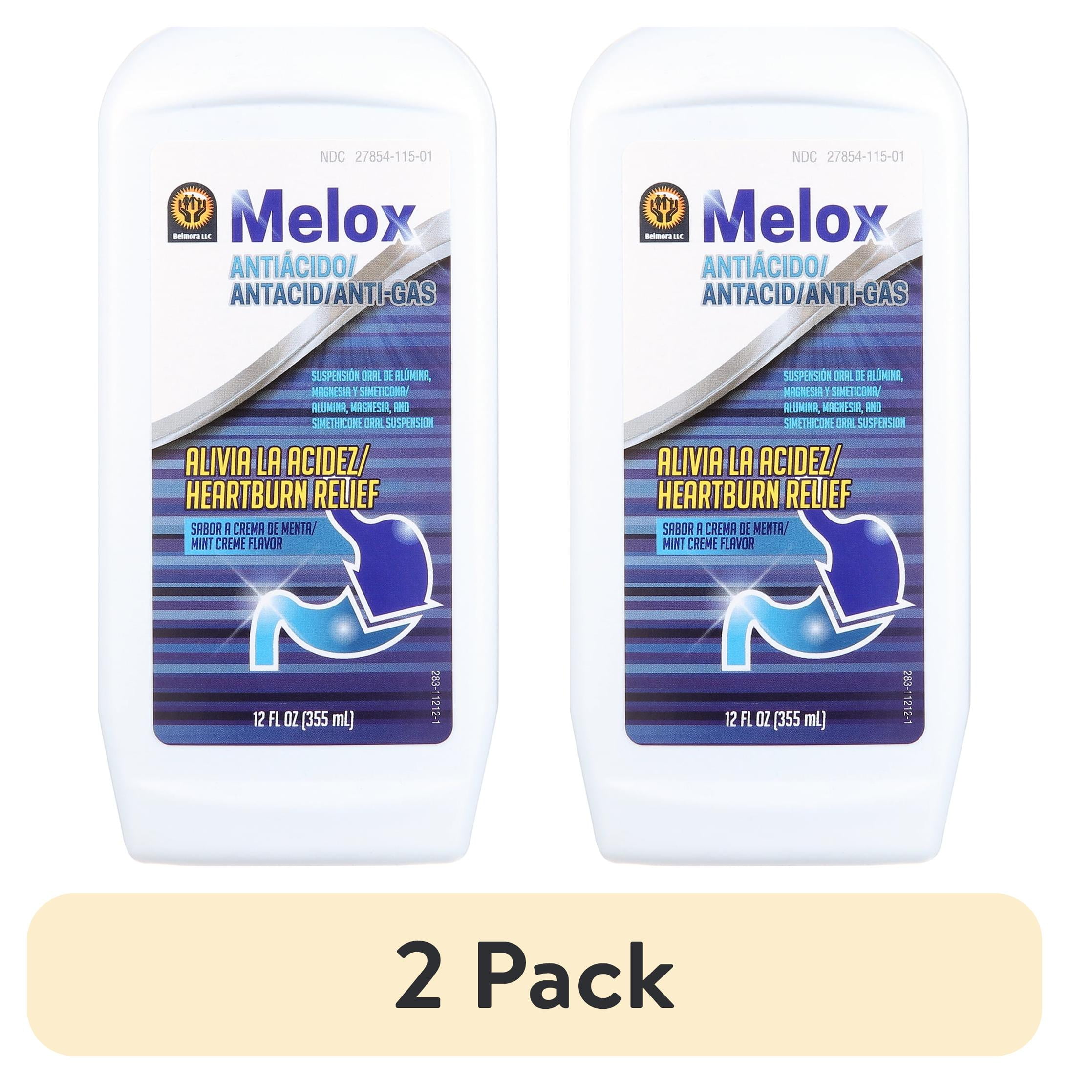 (2 pack) Melox Regular Strength Antacid Liquid for Heartburn Relief ...