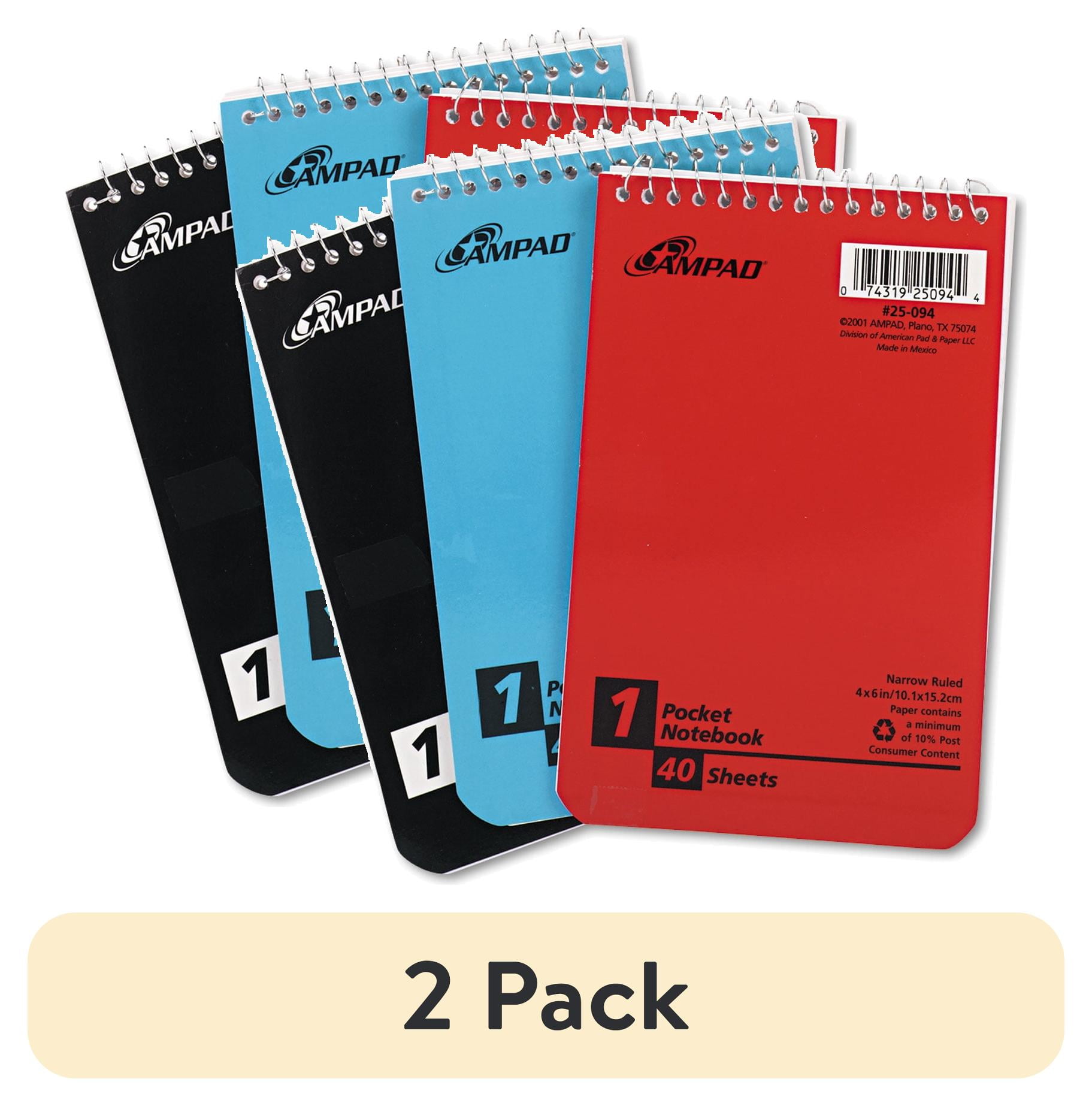 (2 pack) Ampad Wirebound Pocket Memo Book Narrow 4 x 6 White 40 Sheets ...
