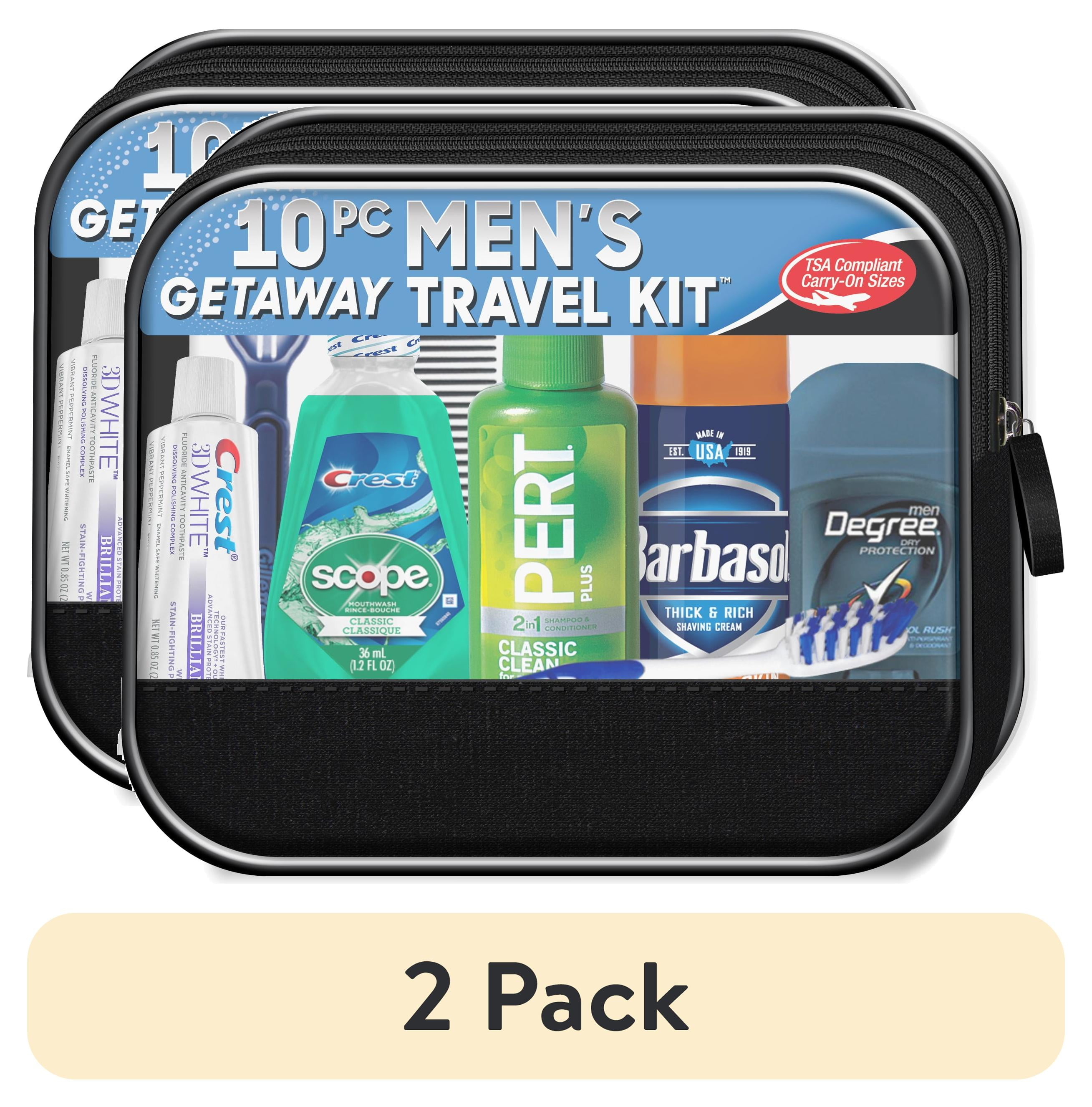 (2 pack) Men's Get Away 10 pc Travel Kit - Walmart.com