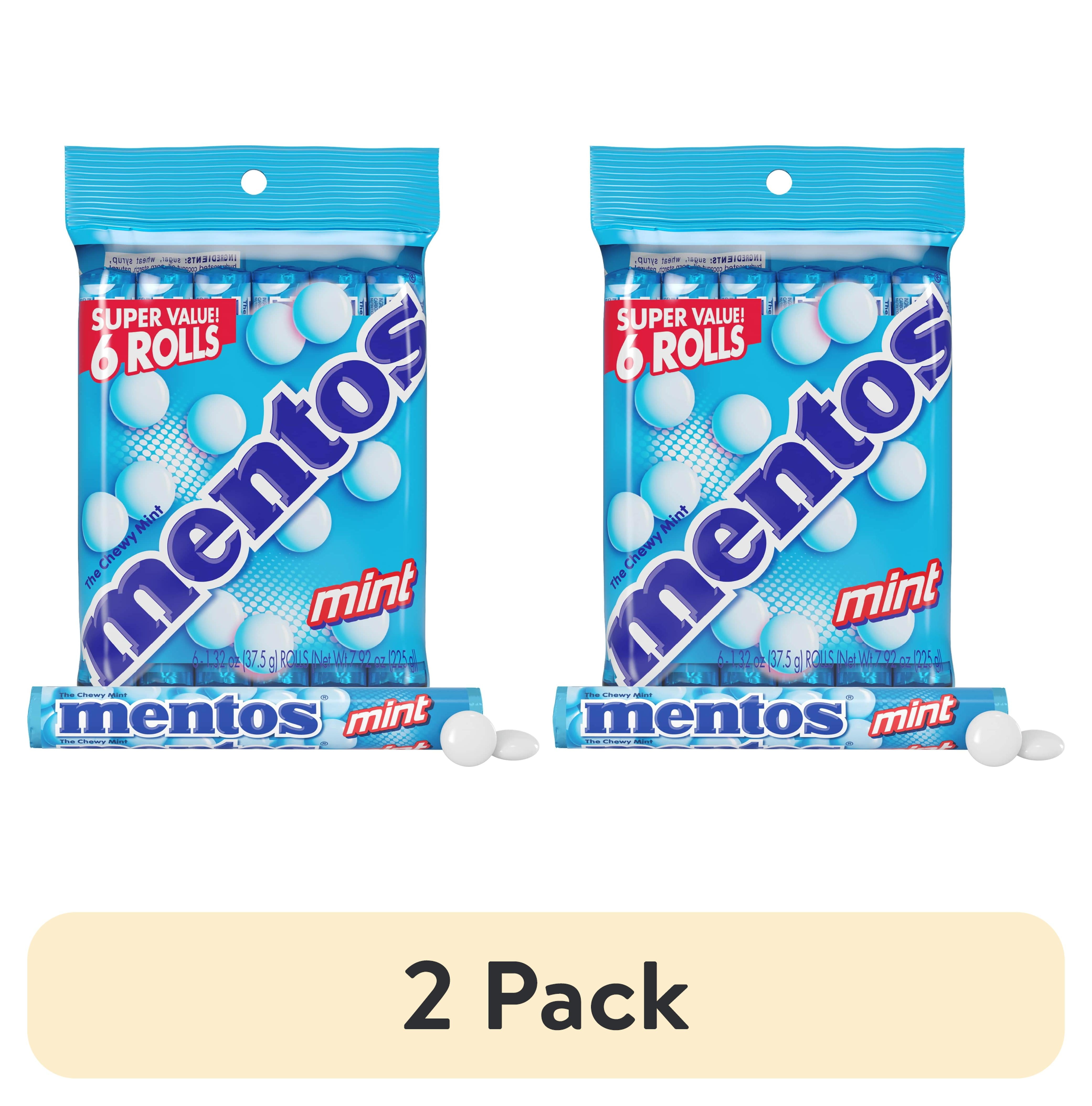(2 pack) Mentos Chewy Breath Mints Candy Roll, Peppermint, Peanut Free ...