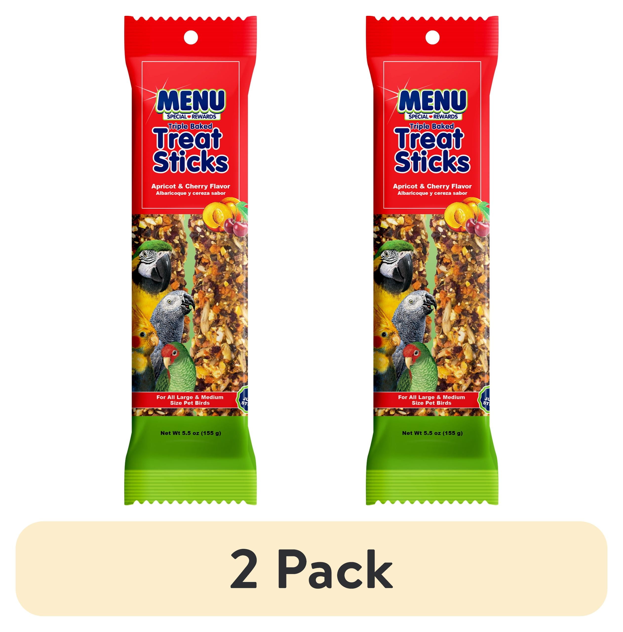 (2 pack) Menu Crunch Sticks Parrot Treat - Apricot and Cherry - Pet ...