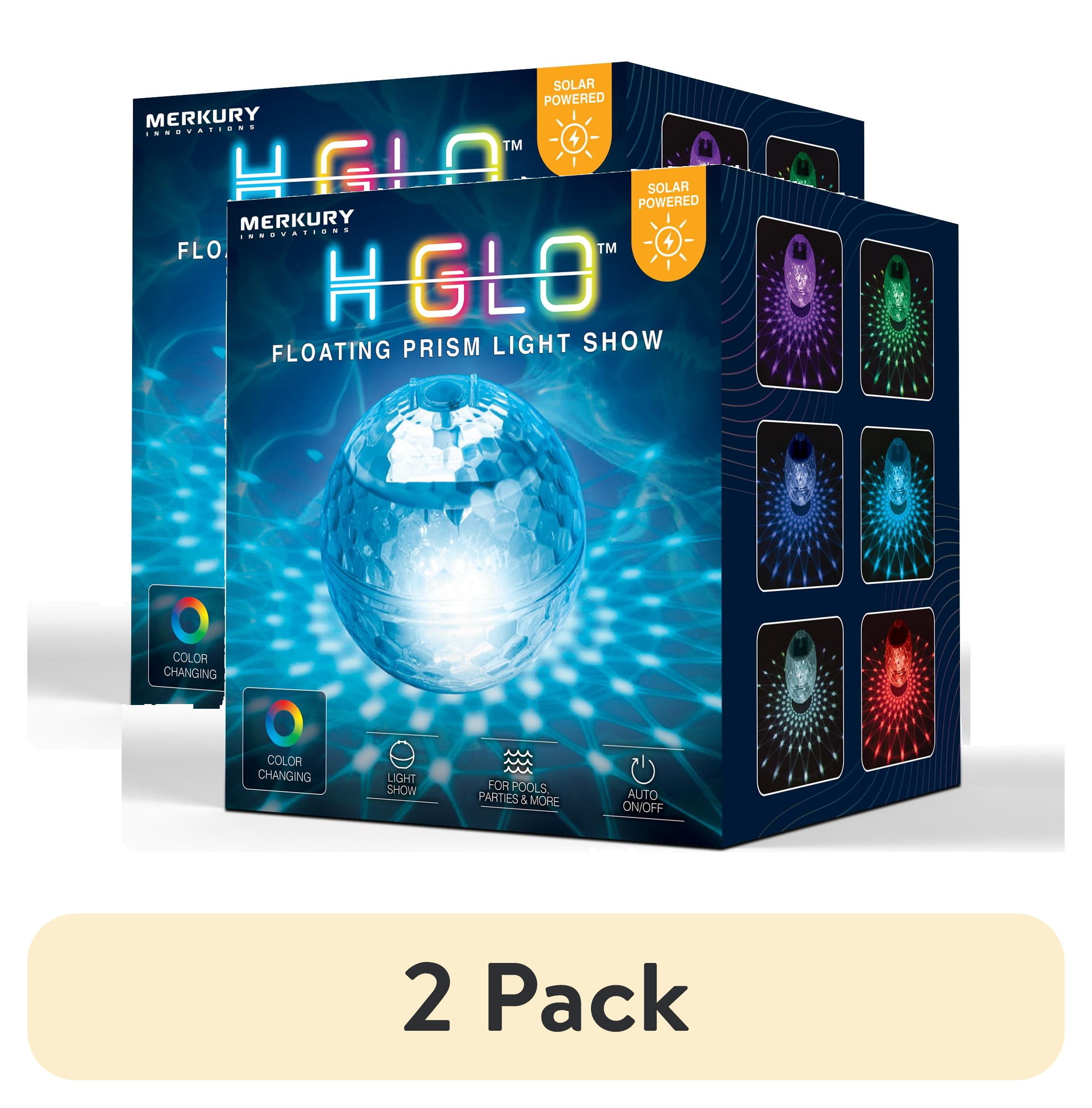 Merkury Innovations HGLO Solar Floating LED Prism Pool Light 2 Pack ...