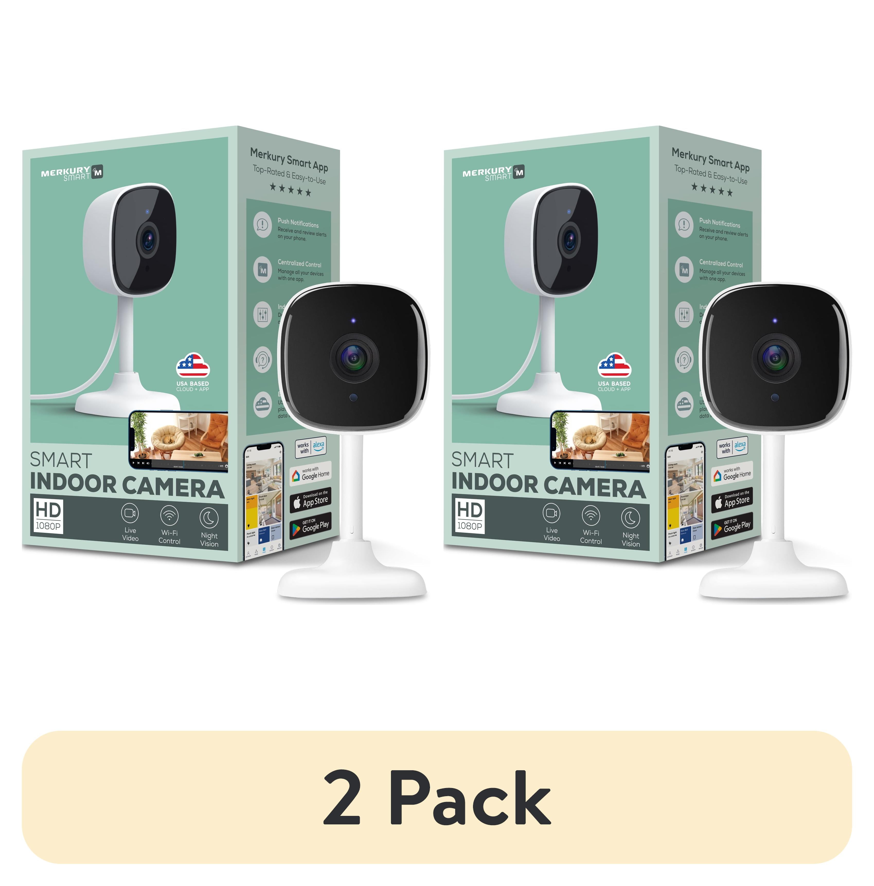 (2 pack) Merkury Smart Indoor Camera 1080p - Wi-Fi Security Cam with ...