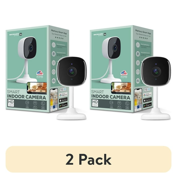 (2 pack) Merkury Smart Indoor Camera 1080p - Wi-Fi Security Cam with ...