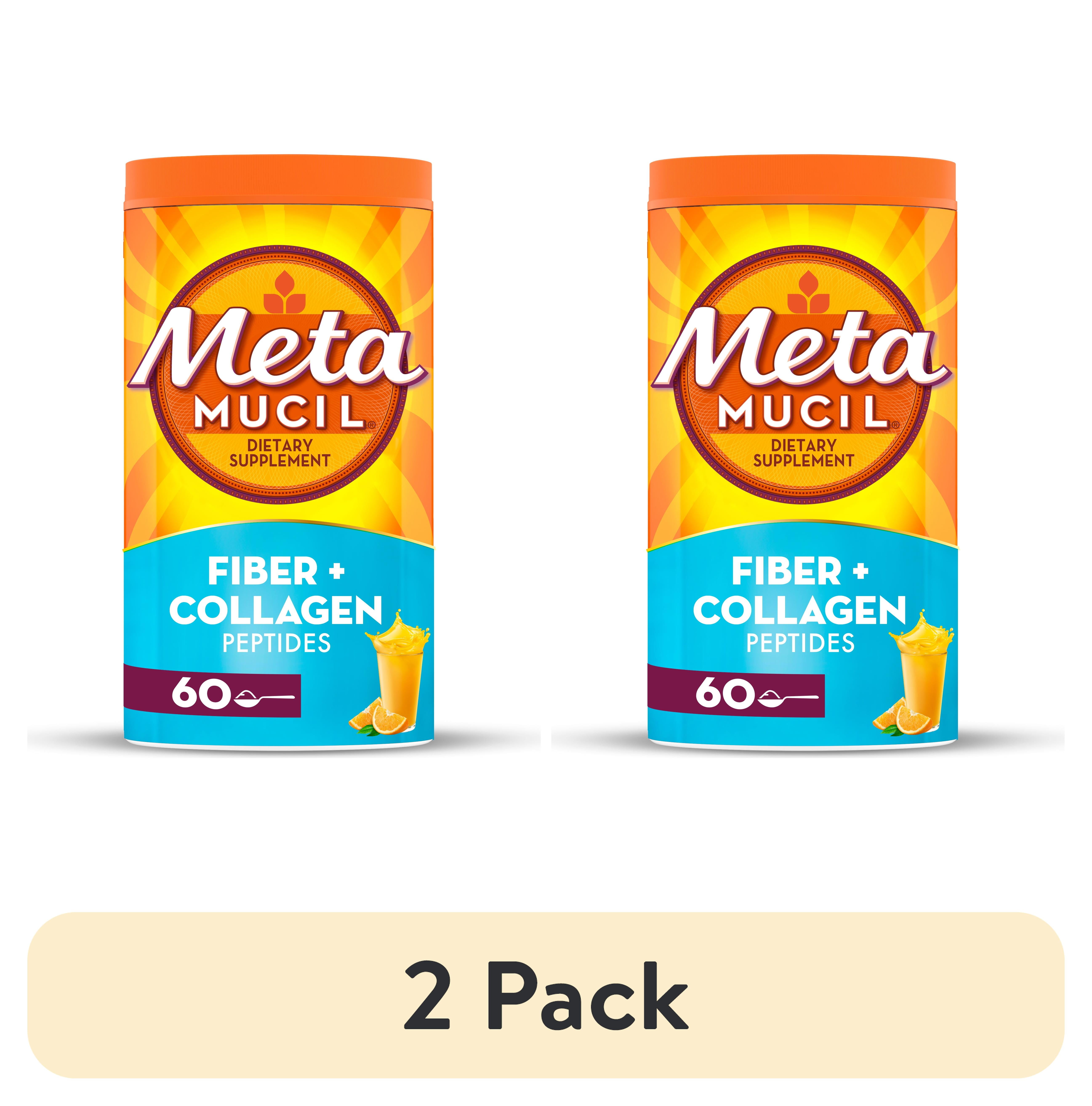 (2 pack) Metamucil Fiber Supplement with Collagen, Fiber Powder, Sugar ...