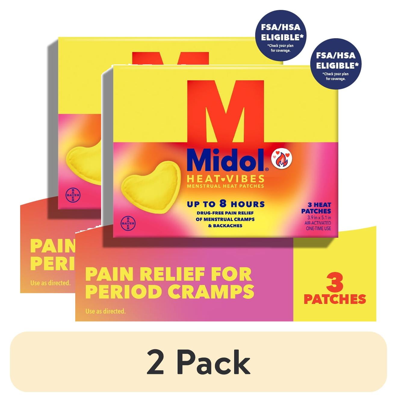 (2 pack) Midol Heat Vibes Menstrual Pain Relief Heat Patches - 3 Count ...