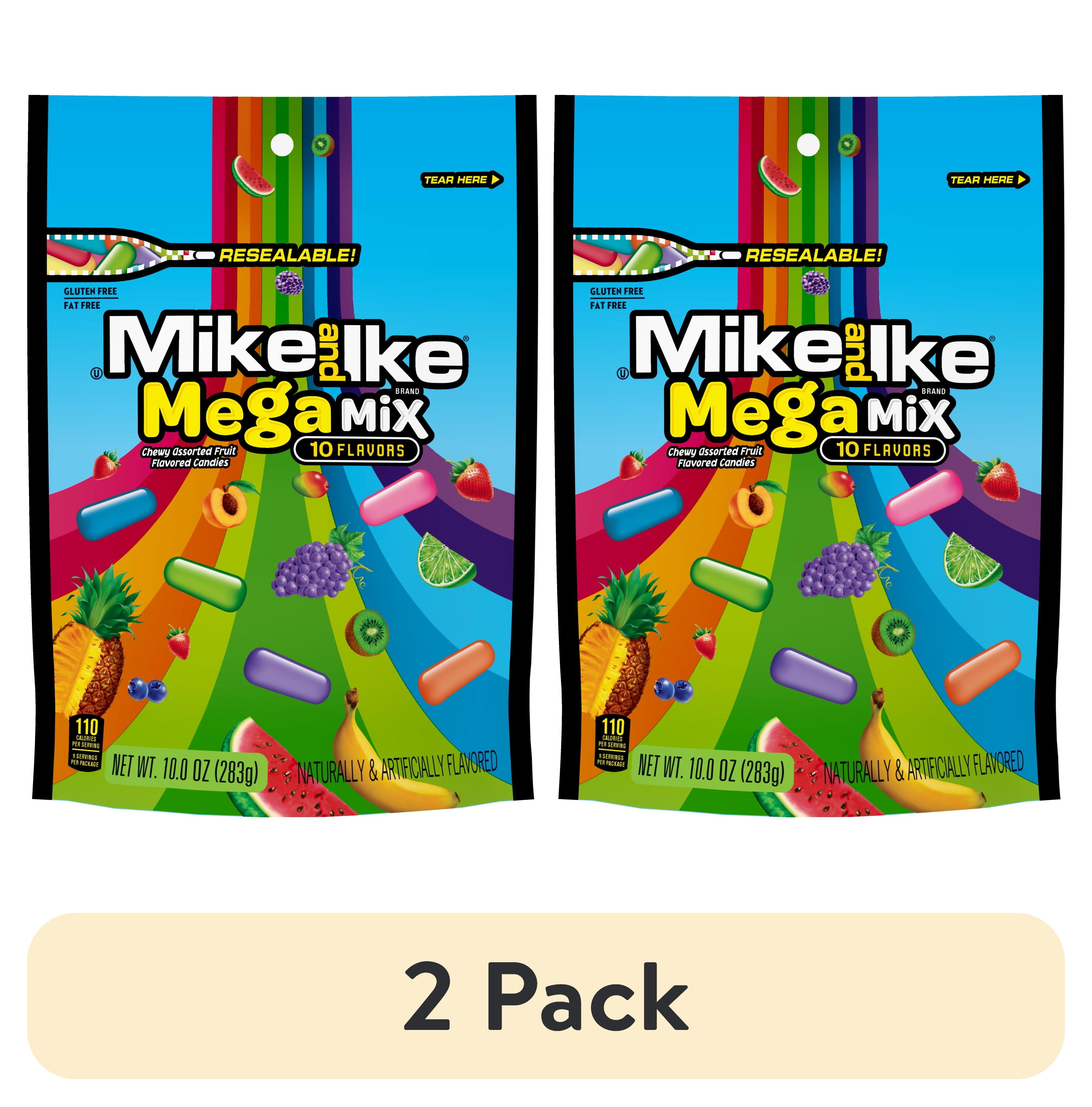 (2 pack) Mike and Ike Mega Mix Chewy Candy, 10 ounce Stand Up Bag, 1 ...