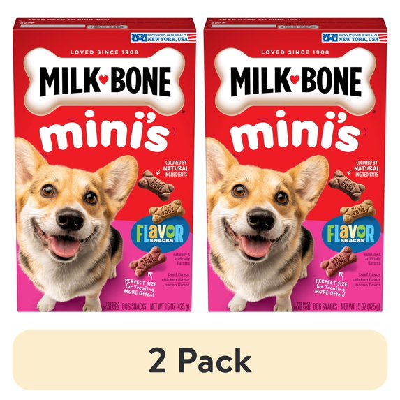 (2 pack) Milk Bone Flavor Snacks Mini’s Dog Biscuits, Flavored Crunchy ...