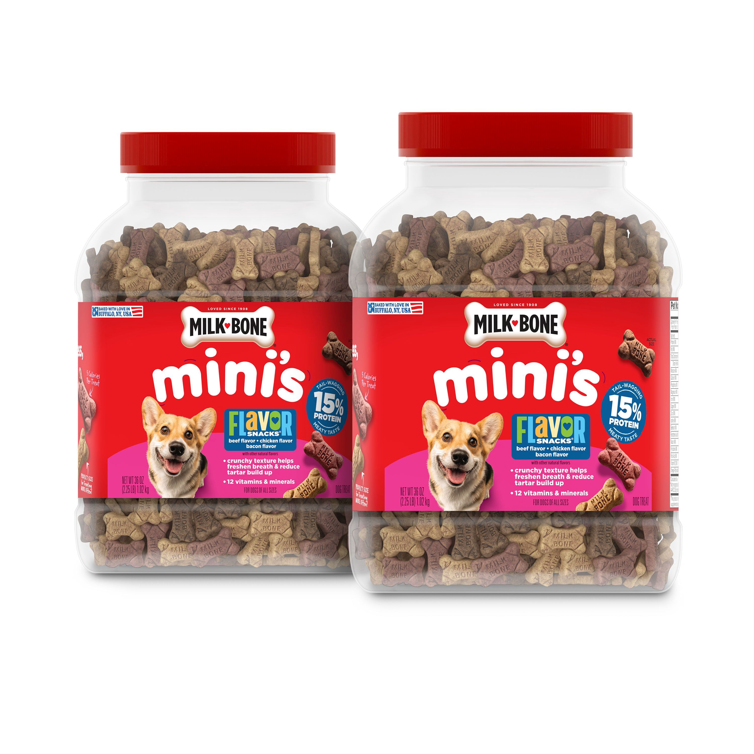 Milk Bone Mini S Biscuits Flavor Snacks Canister 36 Oz 2 Canisters