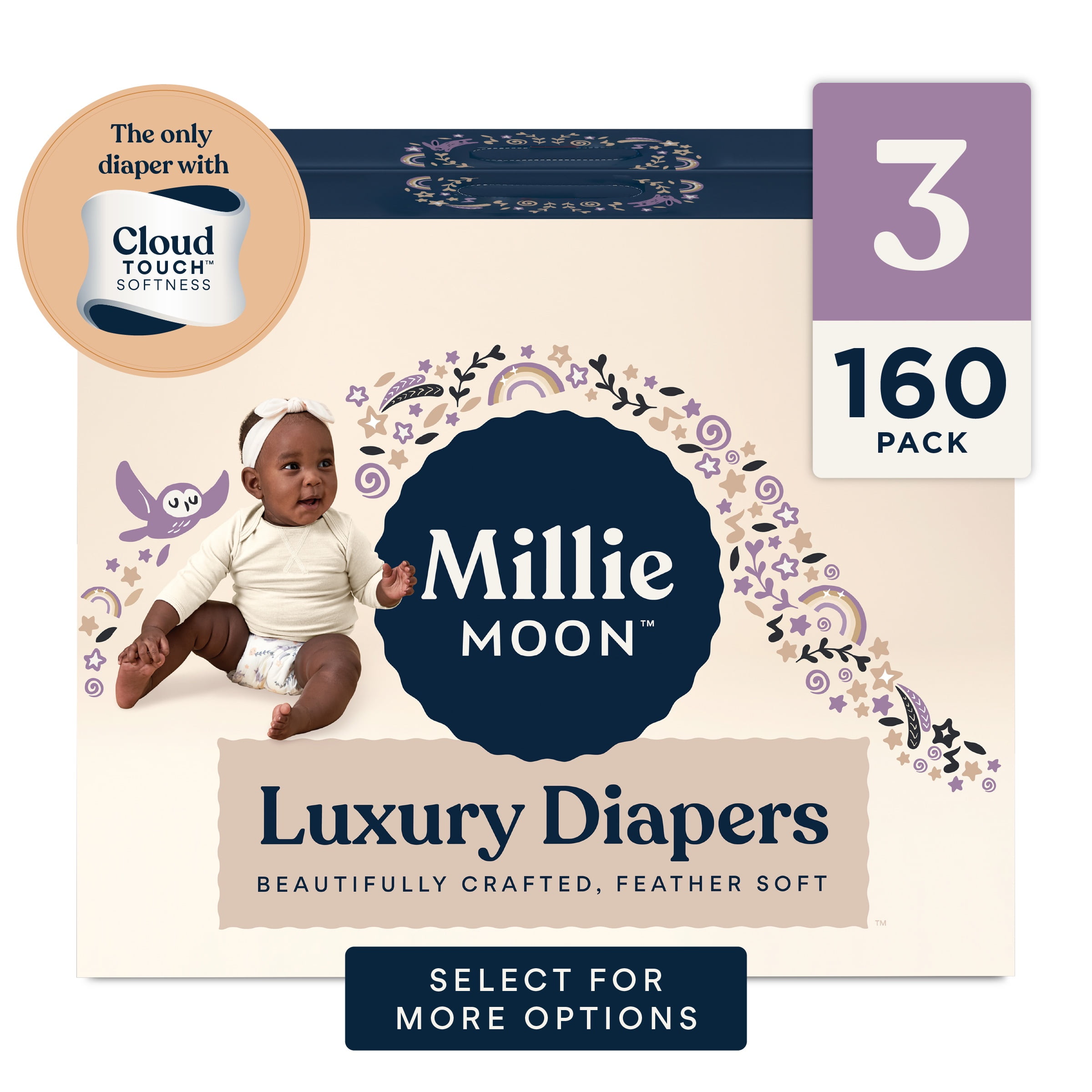 (2 pack) Millie Moon Luxury Diapers, Size 3, 80 Count - Walmart.com