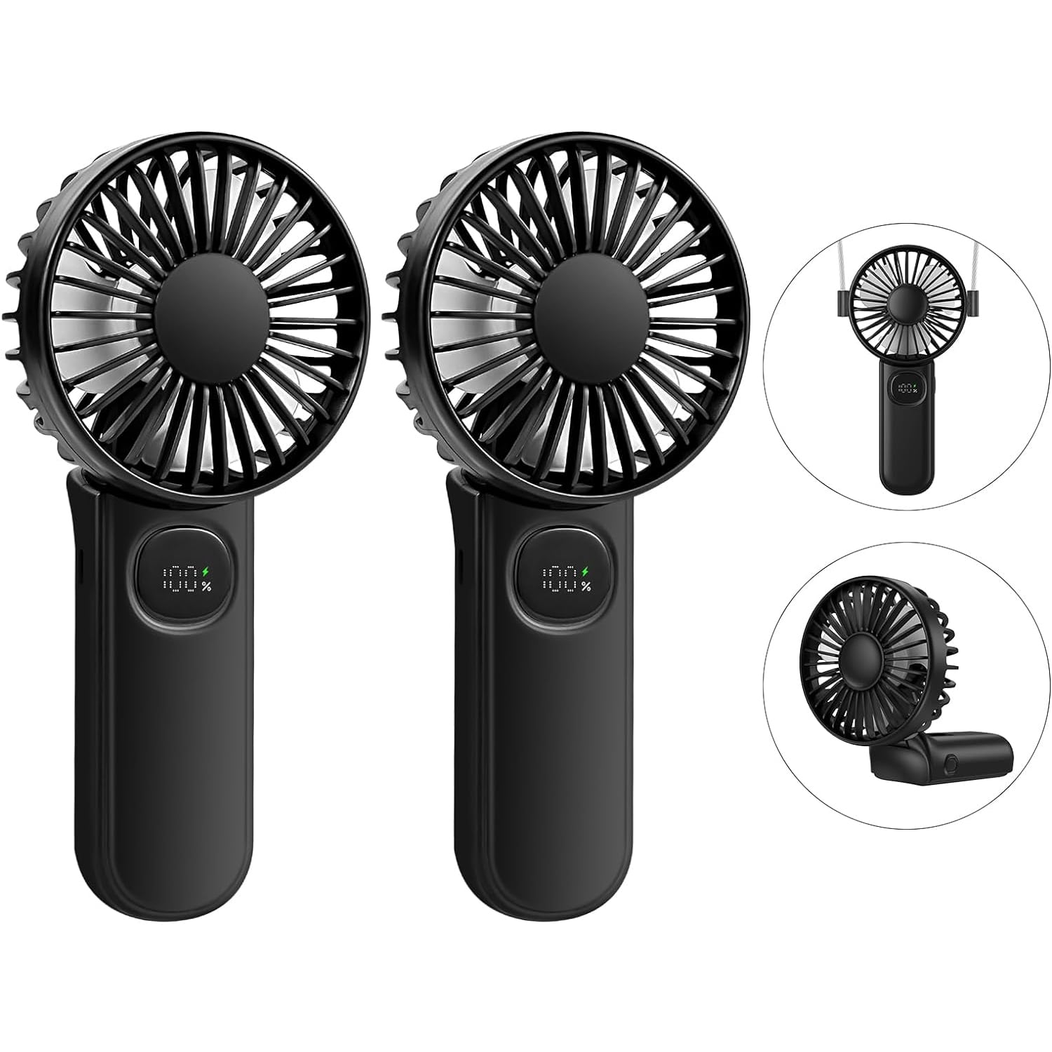 2-pack Mini Handheld Fan, Portable Personal Fan with 5-speed, 180 ...
