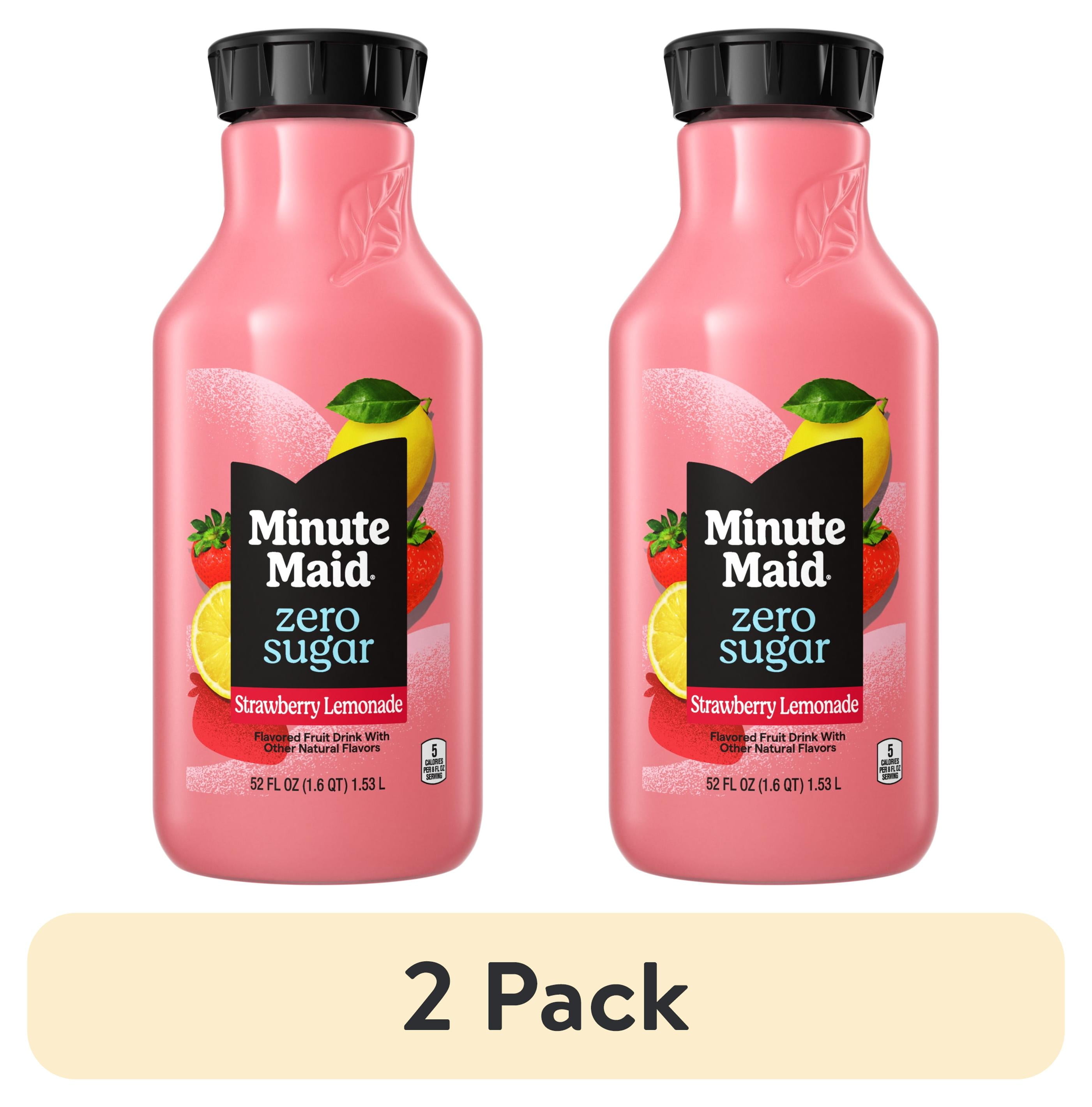 (2 pack) Minute Maid Zero Sugar Strawberry Lemonade Bottle, 52 fl oz ...