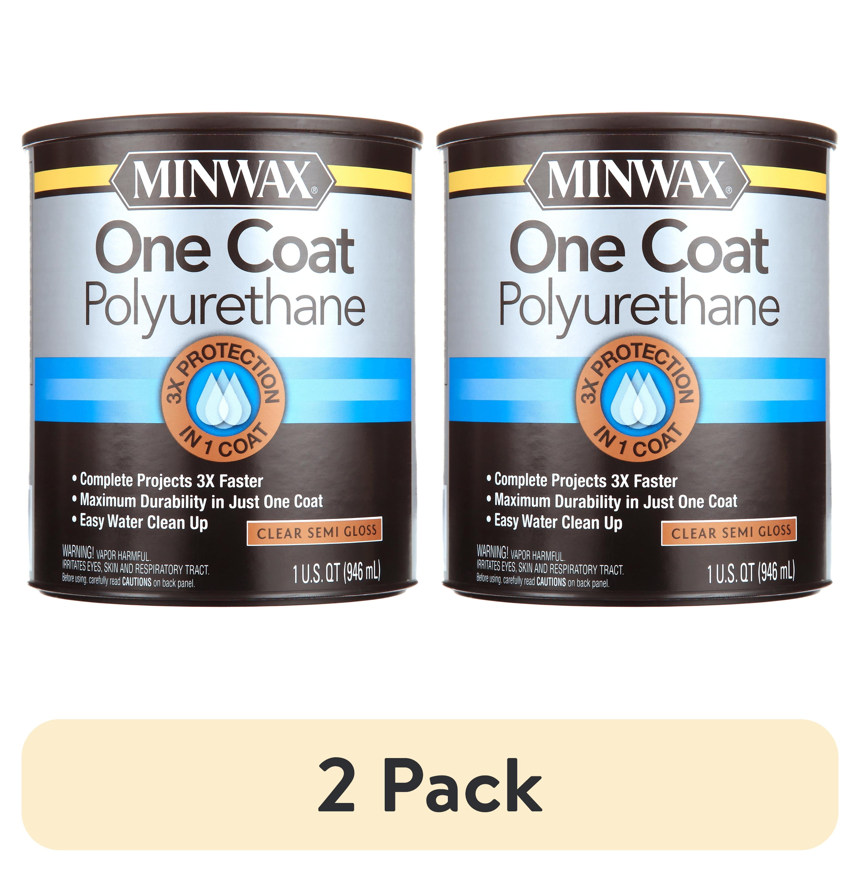 (2 pack) Minwax 356150000 One Coat Polyurethane, Semi-Gloss, Clear, 1 ...