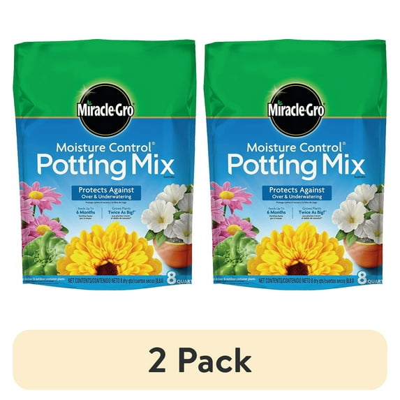 (2 pack) Miracle-Gro Moisture Control Potting Mix, For Container Plants ...
