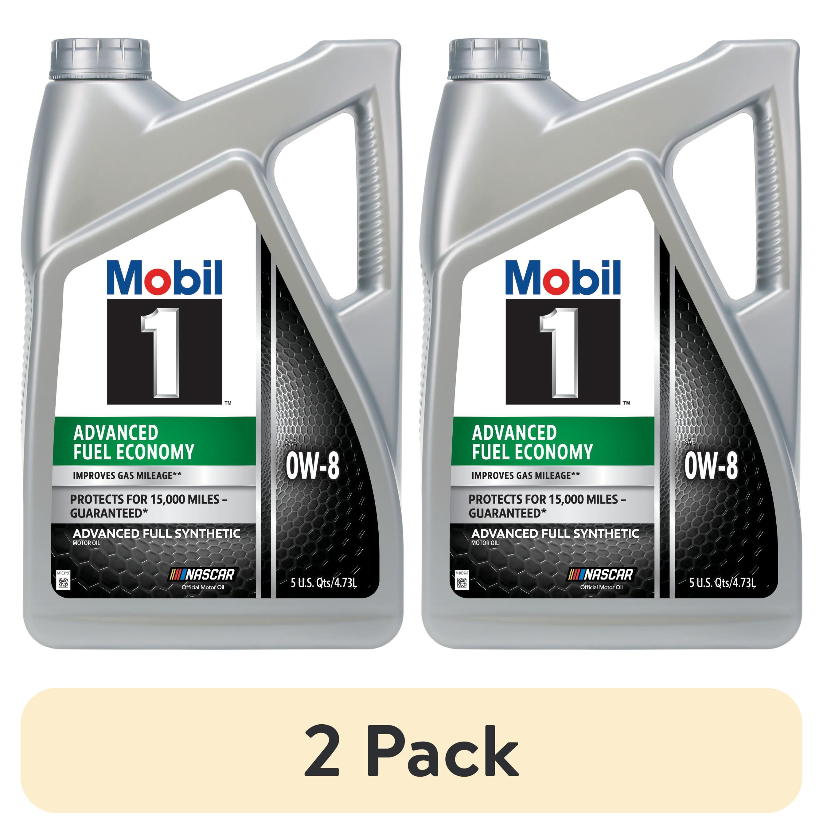 (2 pack) Mobil 1 Advanced Fuel Economy Full Synthetic Motor Oil 0W-8, 5 ...