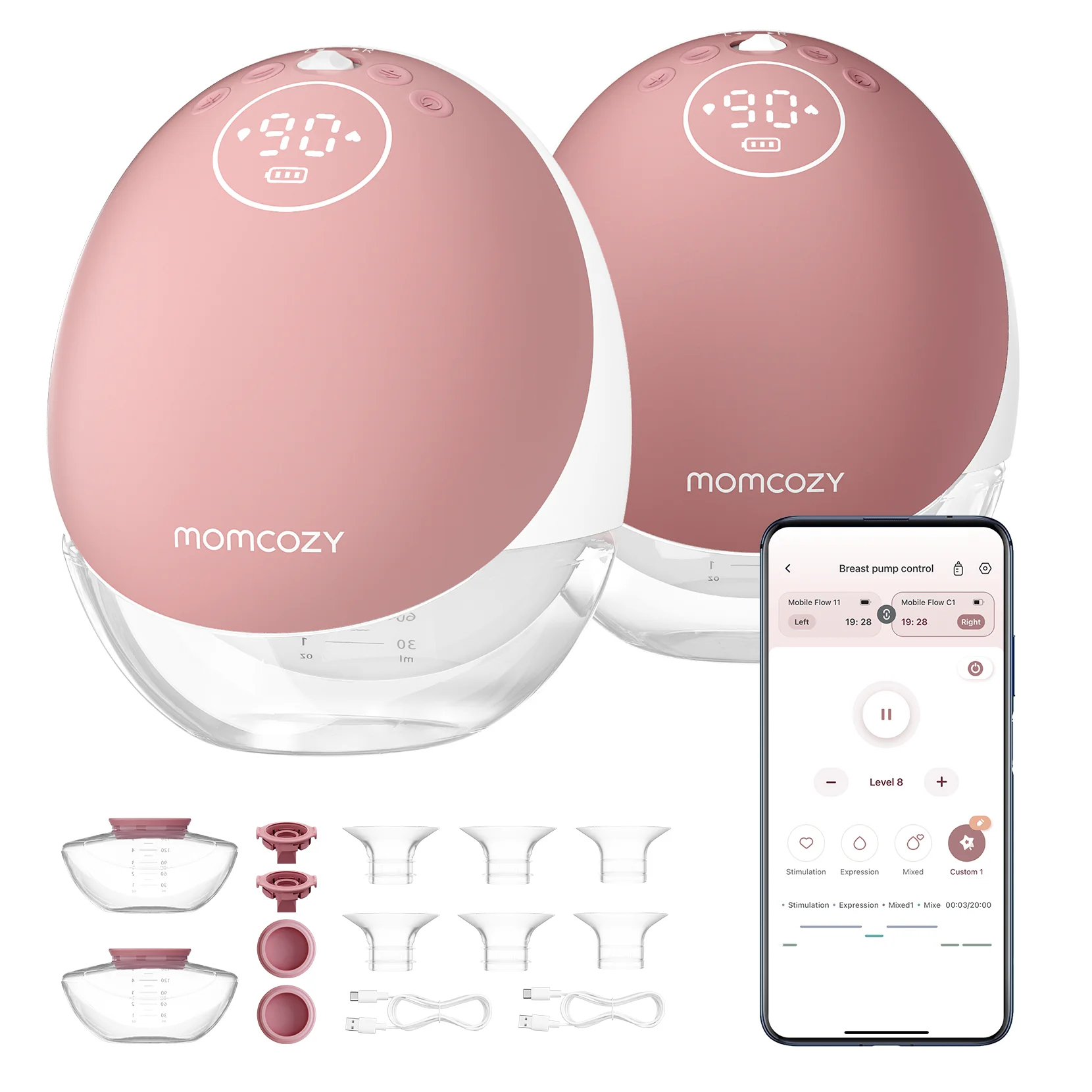 (2 pack) Momcozy Hands Free Breast Pump Mobile Flow, App Discreet ...